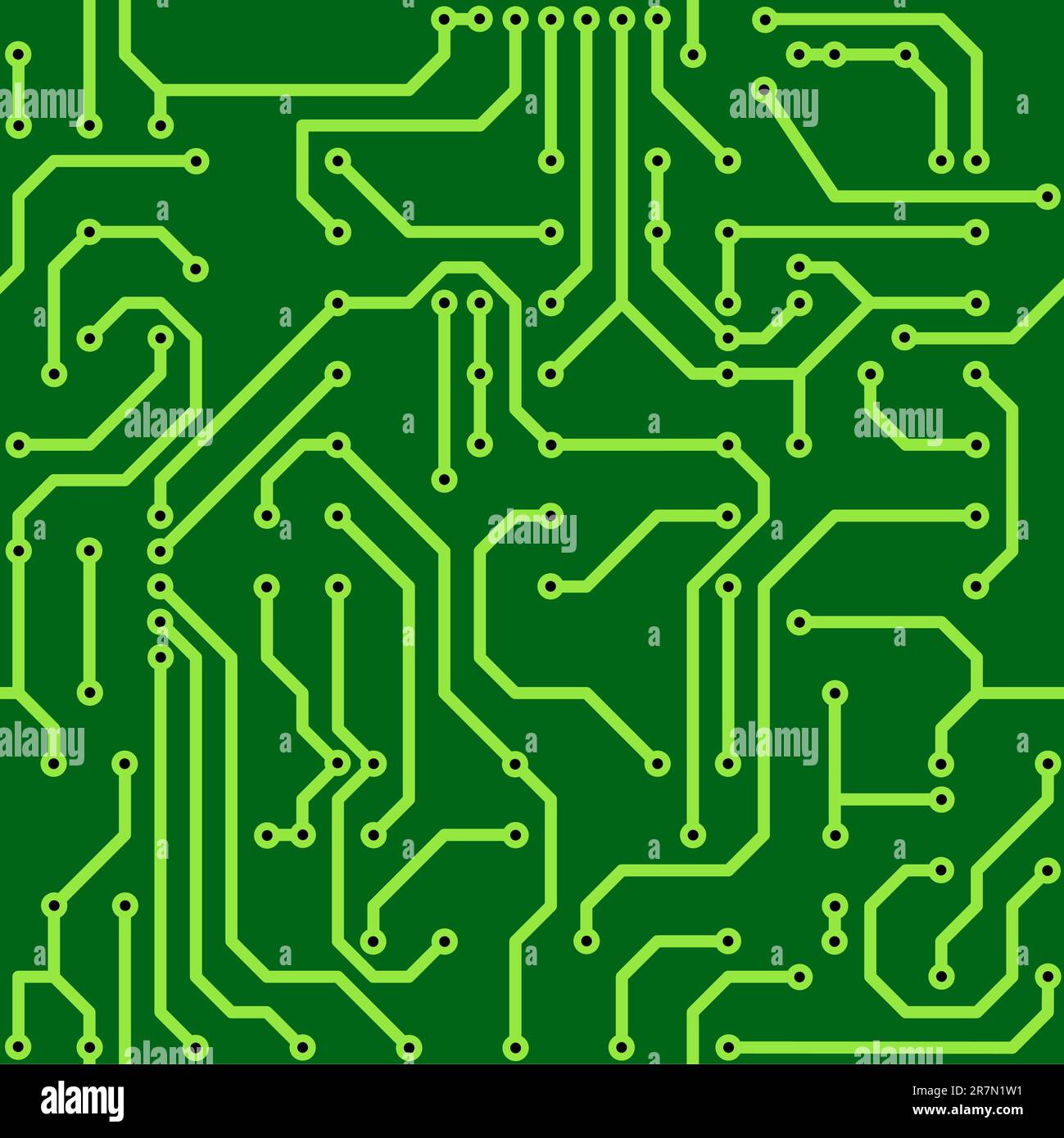 Abstract green background with conductor on computer circuit board. Vector illustration ...