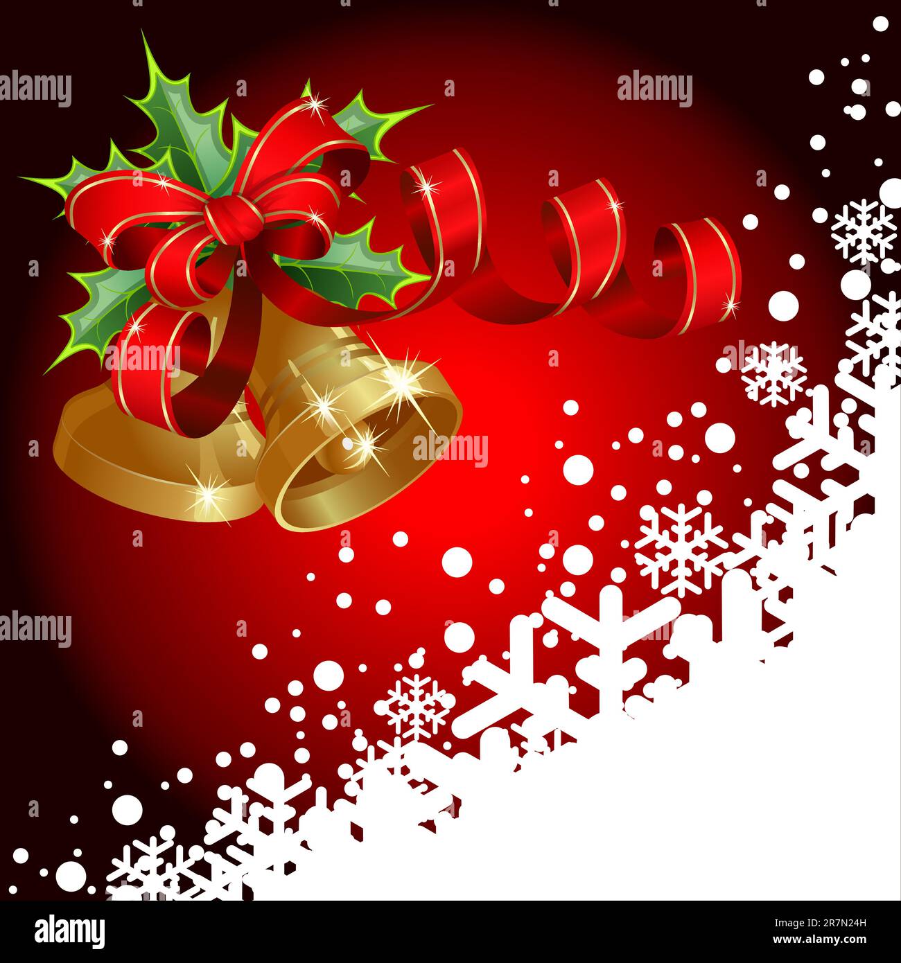 Christmas red background with bells and bow Stock Vector Image & Art ...