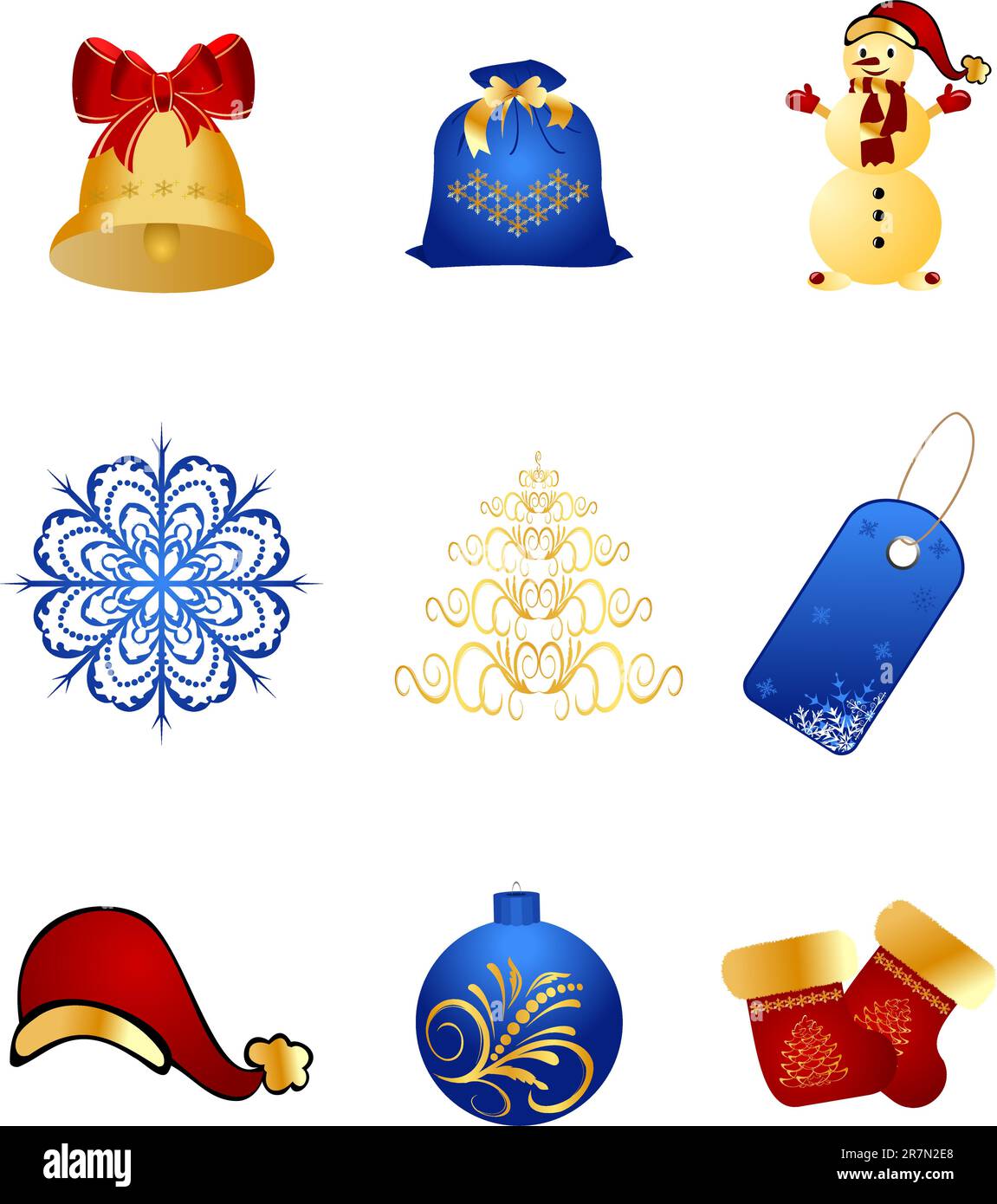 Illustration set New Year's, christmas symbols and elements - vector ...