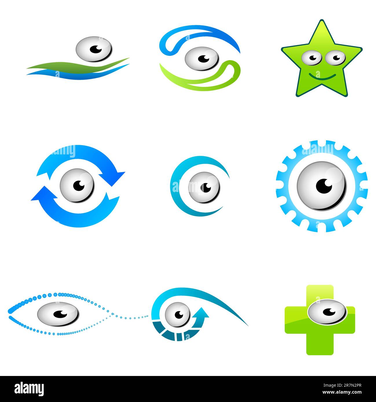 illustration of different shapes of eyes on white background Stock ...