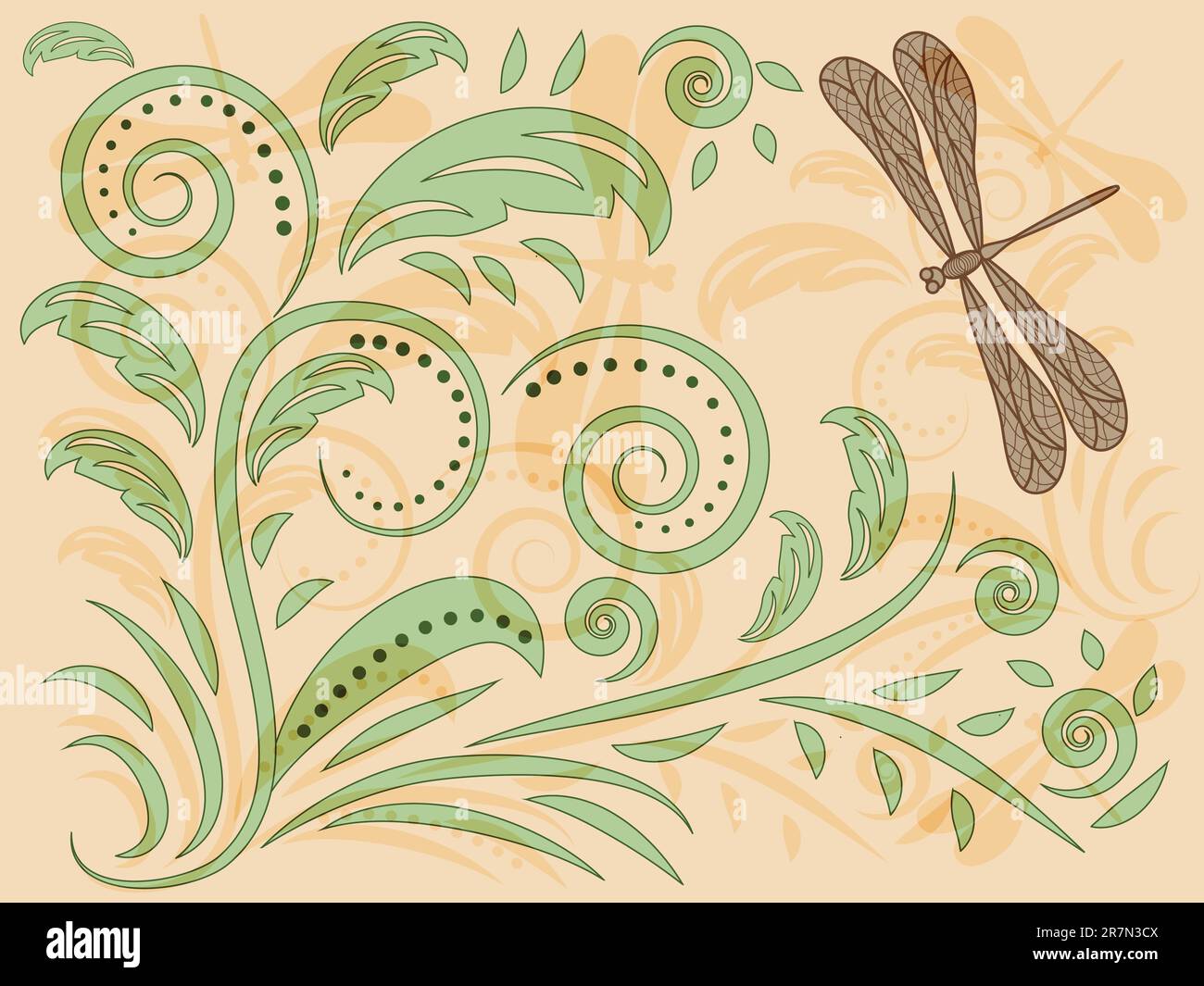 vector floral background with dragonflies. eps 10 Stock Vector Image ...