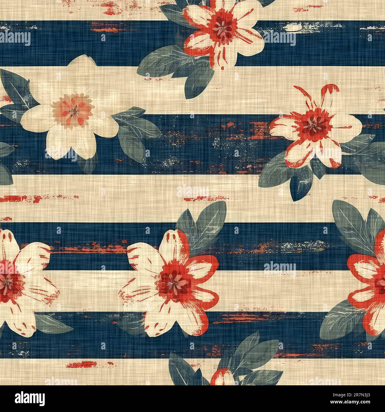 Rustic americana seamless pattern in traditional red, white and blue ...