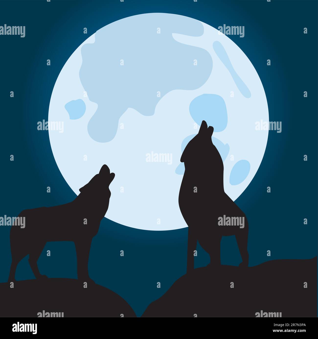 vector illustration of wolves howling at the moon Stock Vector Image & Art - Alamy