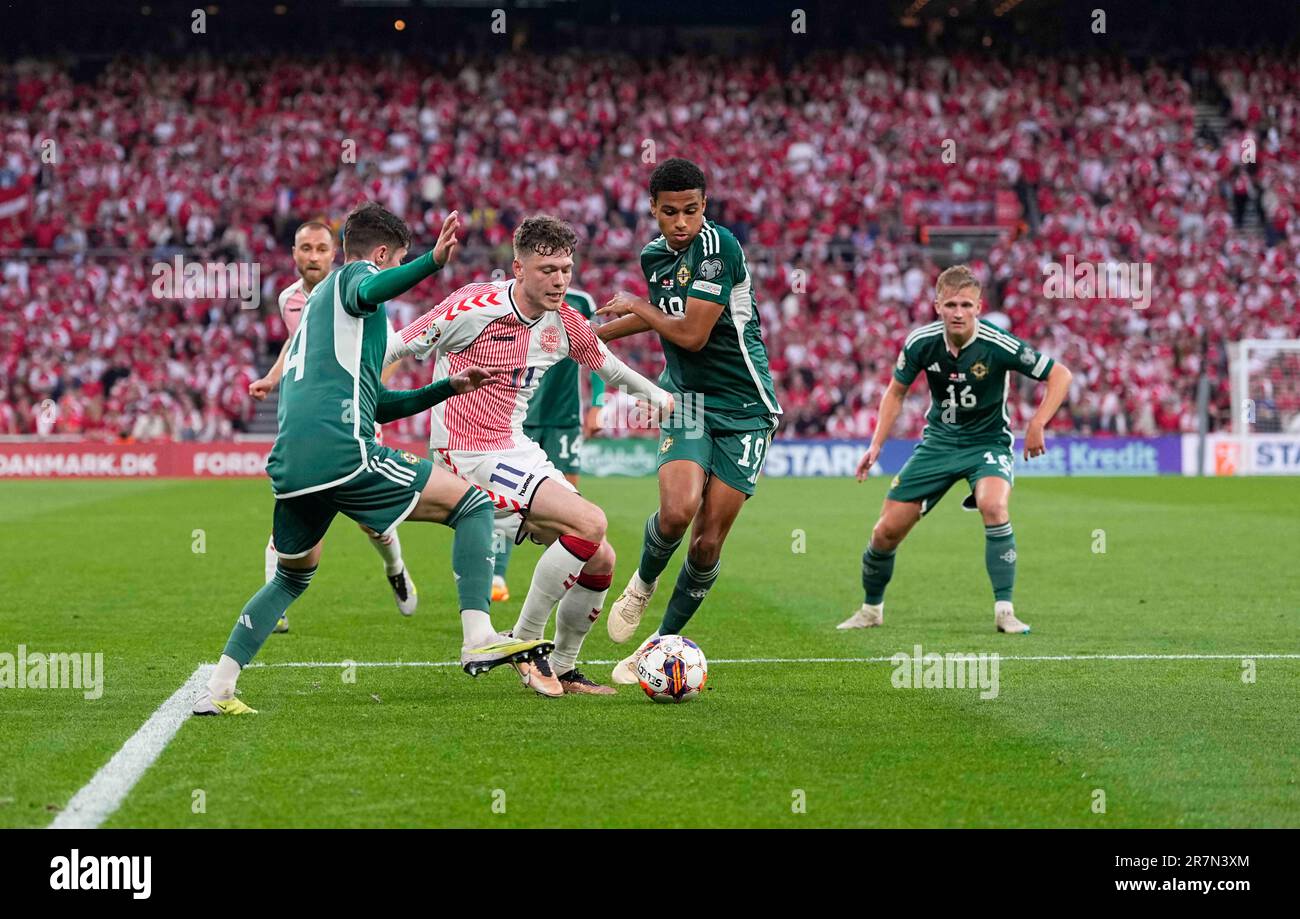 Parken, Copenhagen, Denmark. 16th June, 2023. Andreas Skov Olsen ...