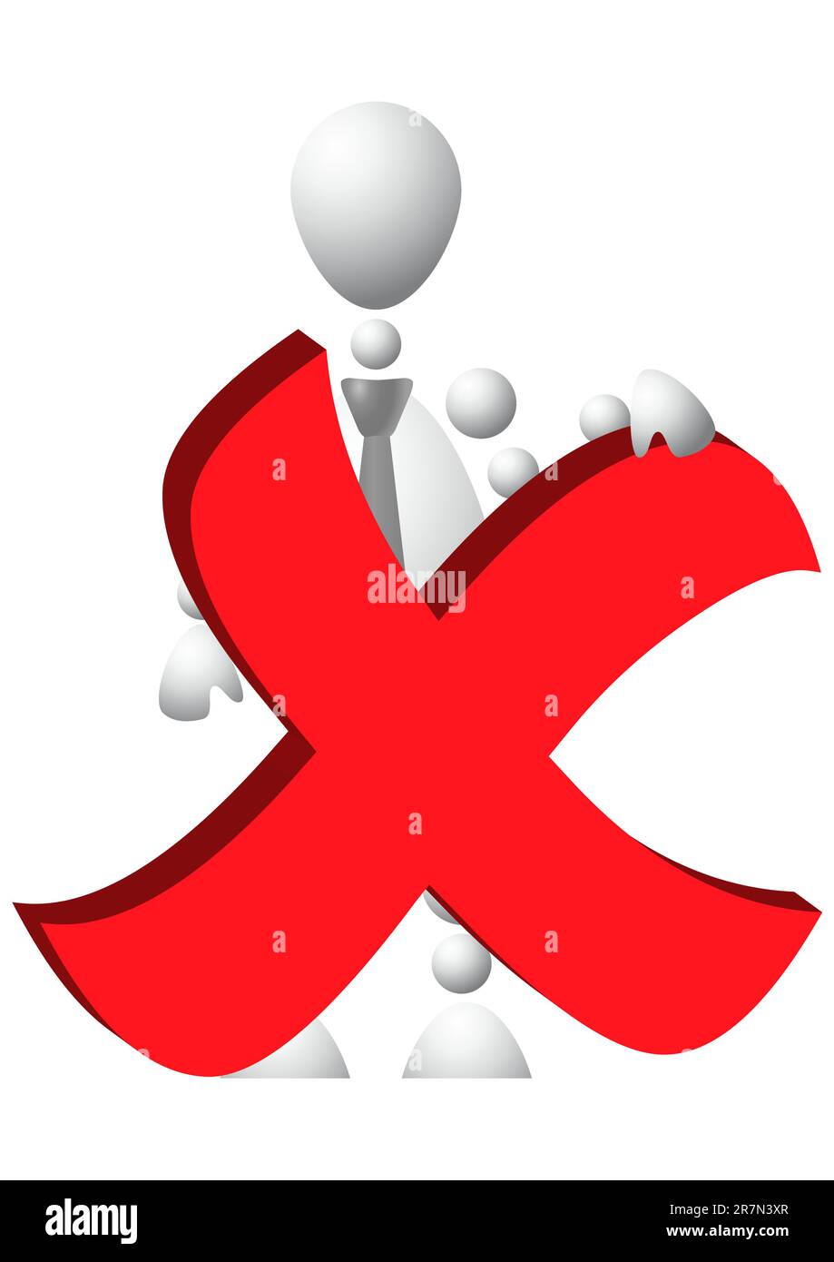 Man With Red Negative Symbol Abstract 3d Human Series From Balls