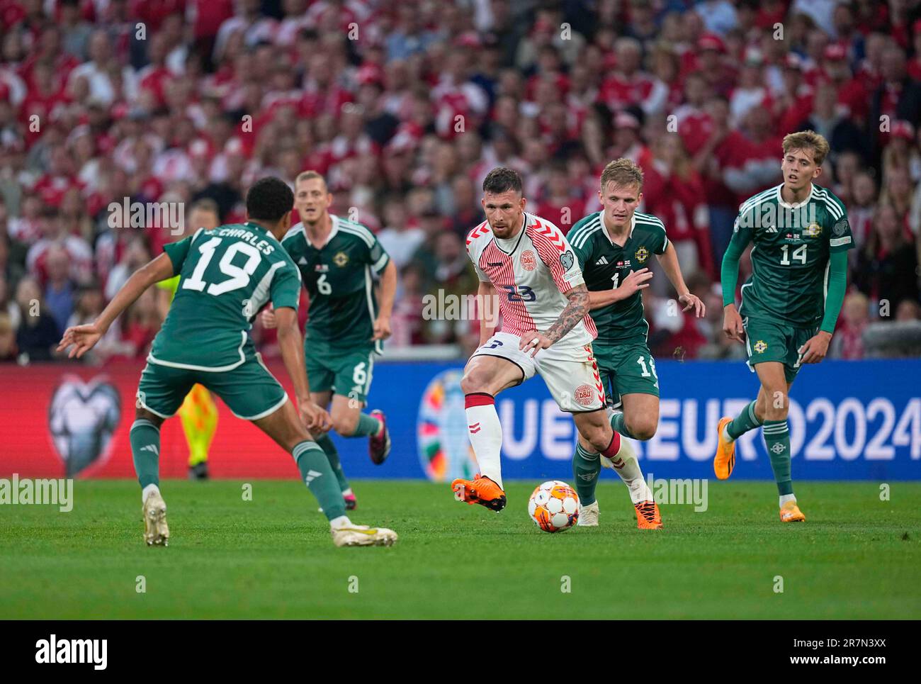 Parken, Copenhagen, Denmark. 16th June, 2023. Pierre-Emile HÃ¸jbjerg ...