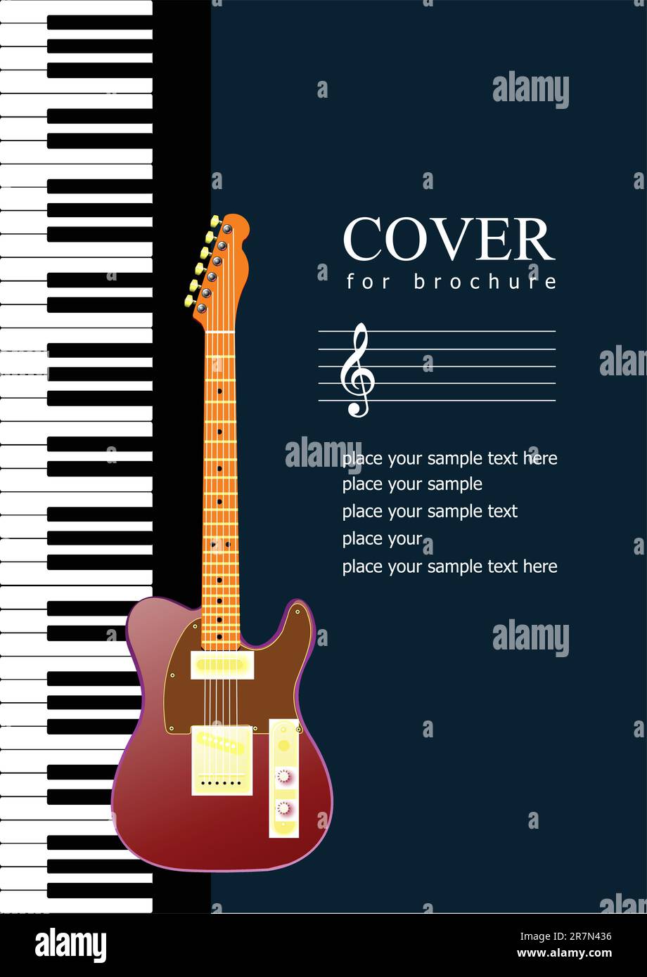 Cover for brochure with Piano with guitar images. Vector illustration ...
