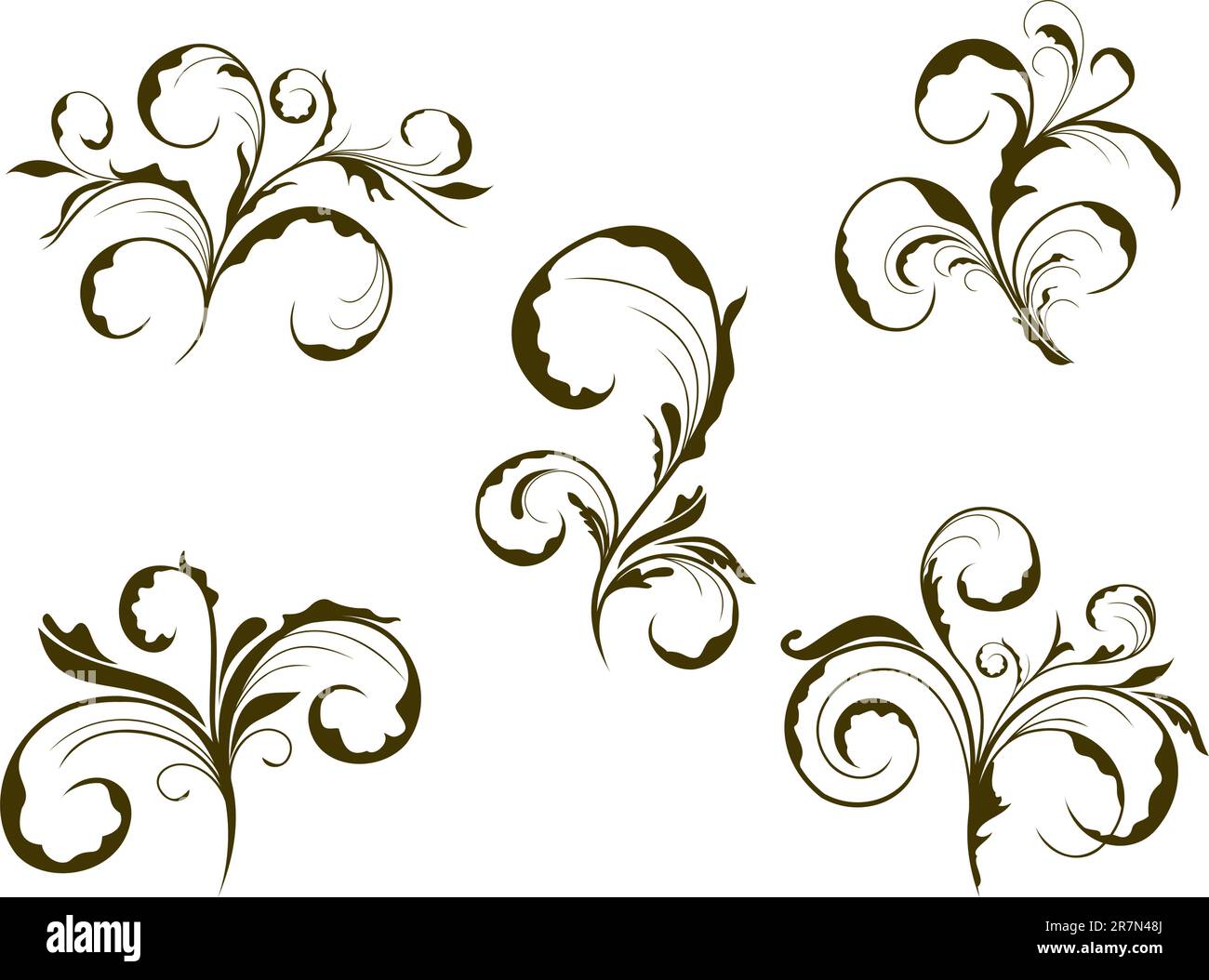 Illustration of set cute flower or design elements - vector Stock ...