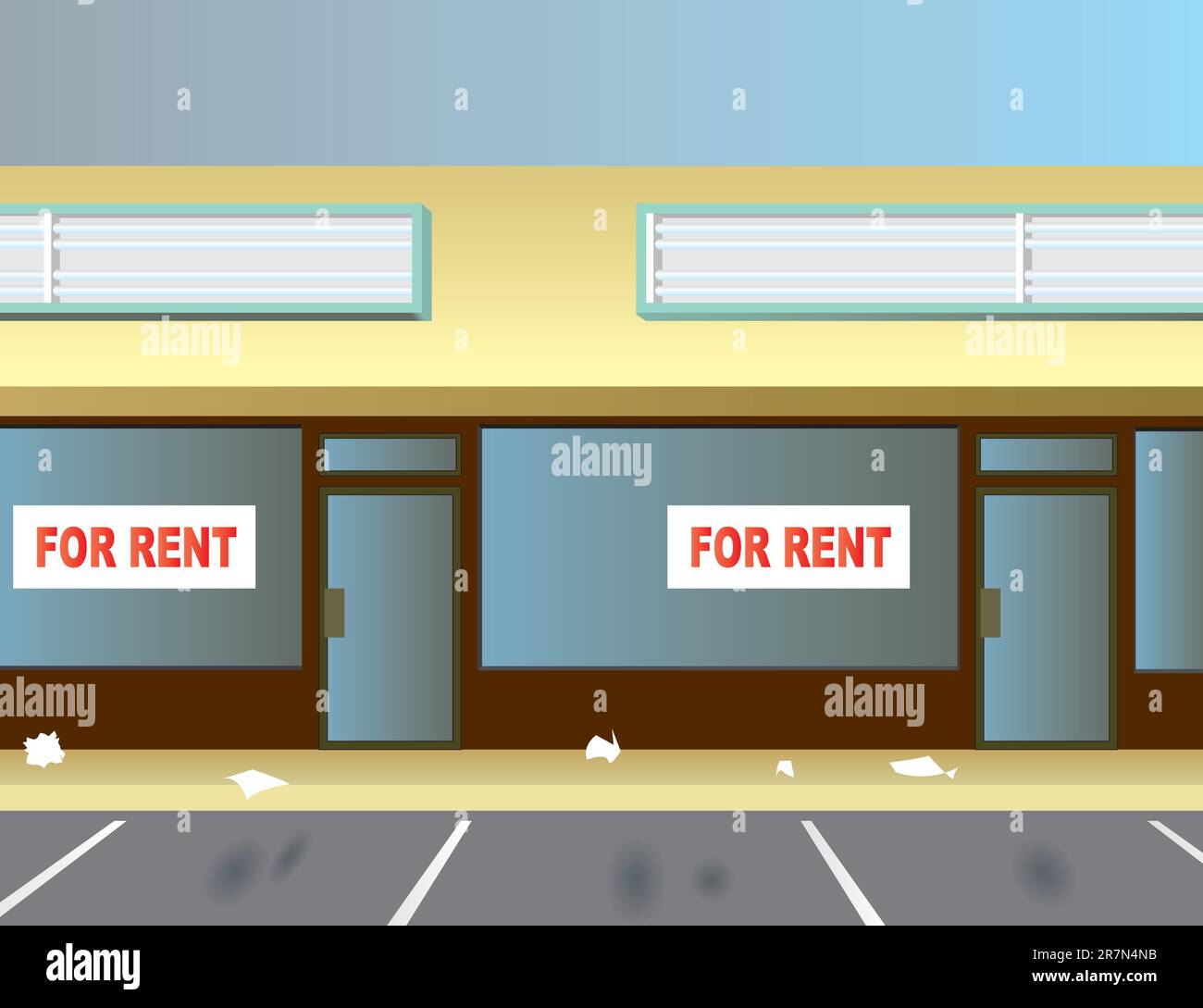Two vacant storefronts in a typical strip mall Stock Vector Image & Art ...