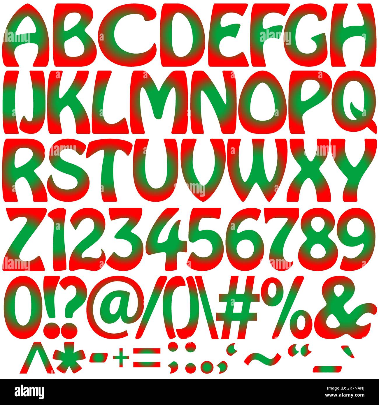 green and red alphabet, vector art illustration; more alphabet letters ...