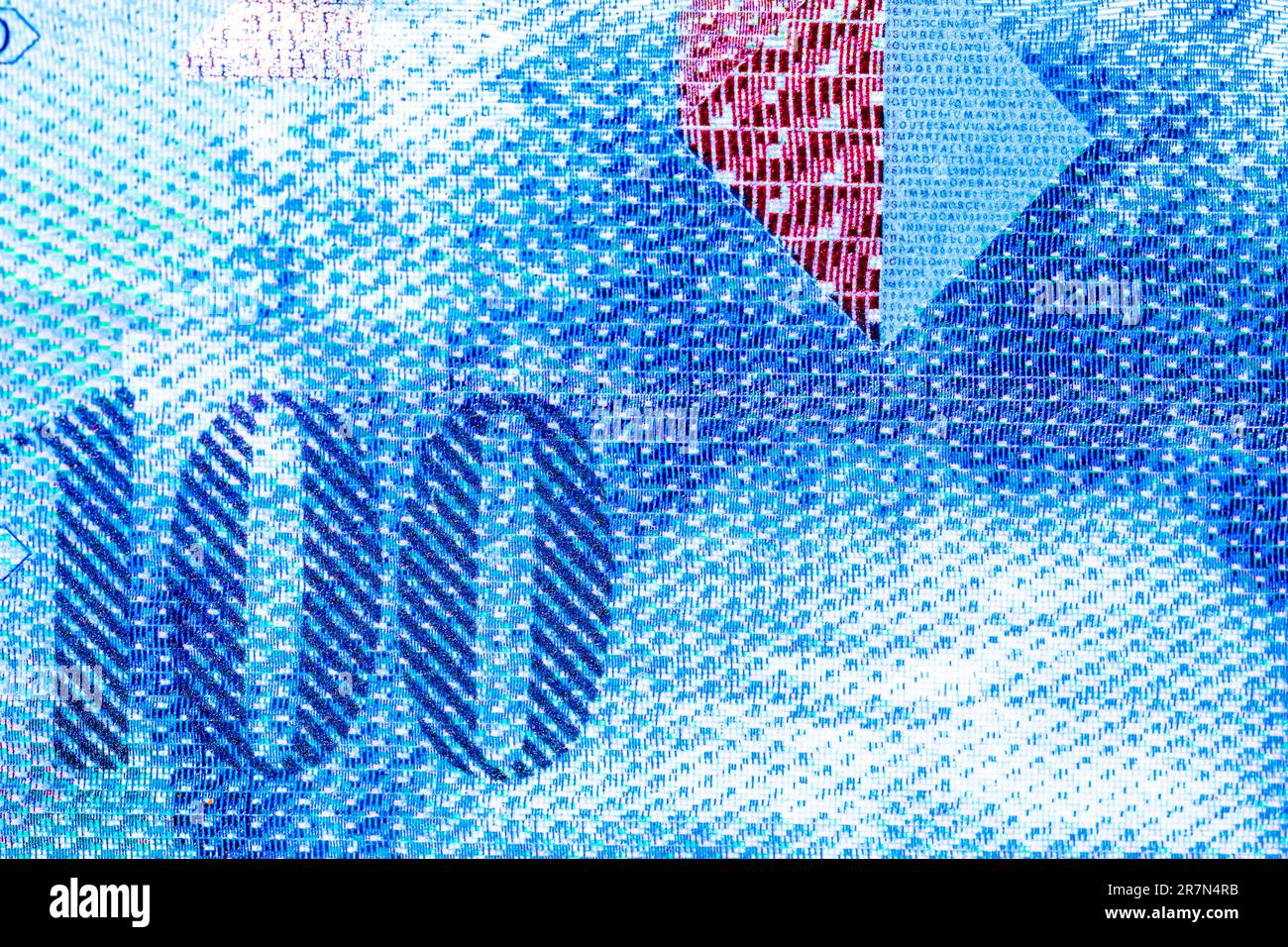 Selective focus on detail of CHF banknotes. Close up macro detail of ...