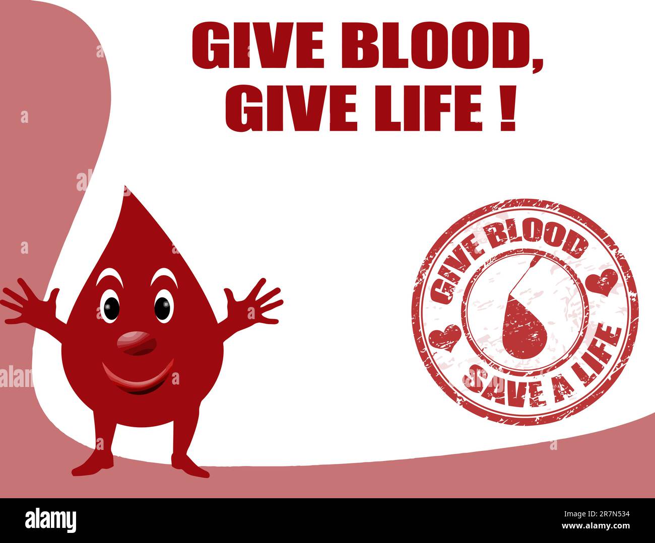 Background with smiling drop of blood cell, with text give blood, give ...