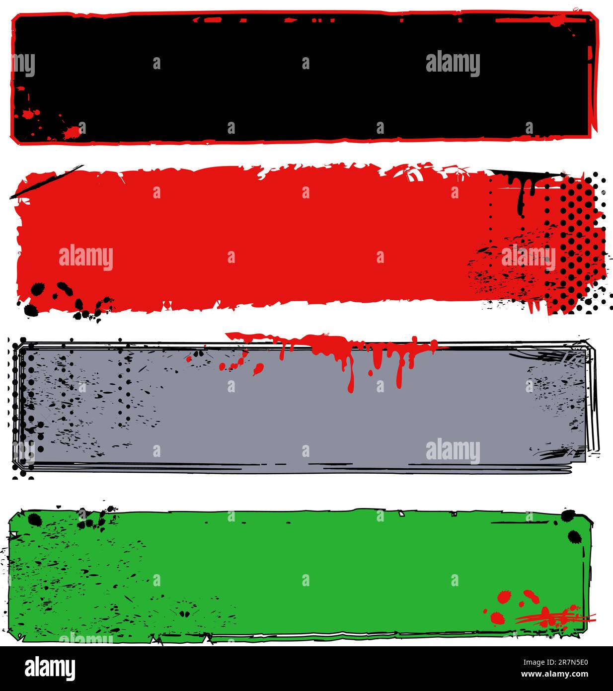 Variety of Grungy Banners with Halftones and Splatter Stock Vector ...