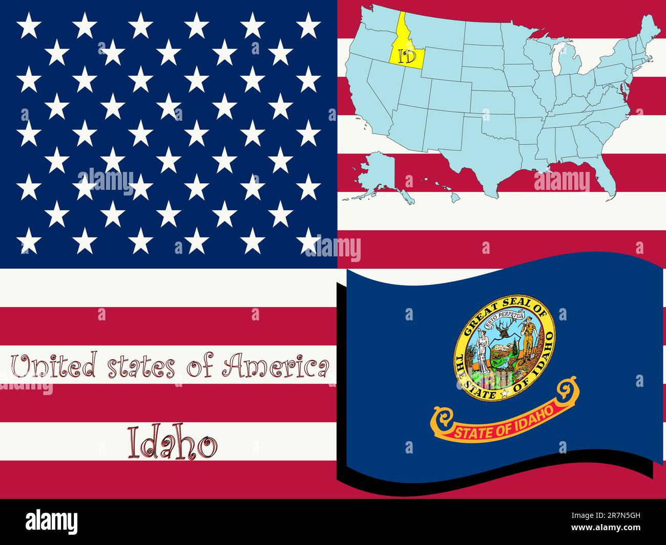 Vector color map idaho state hi-res stock photography and images - Alamy