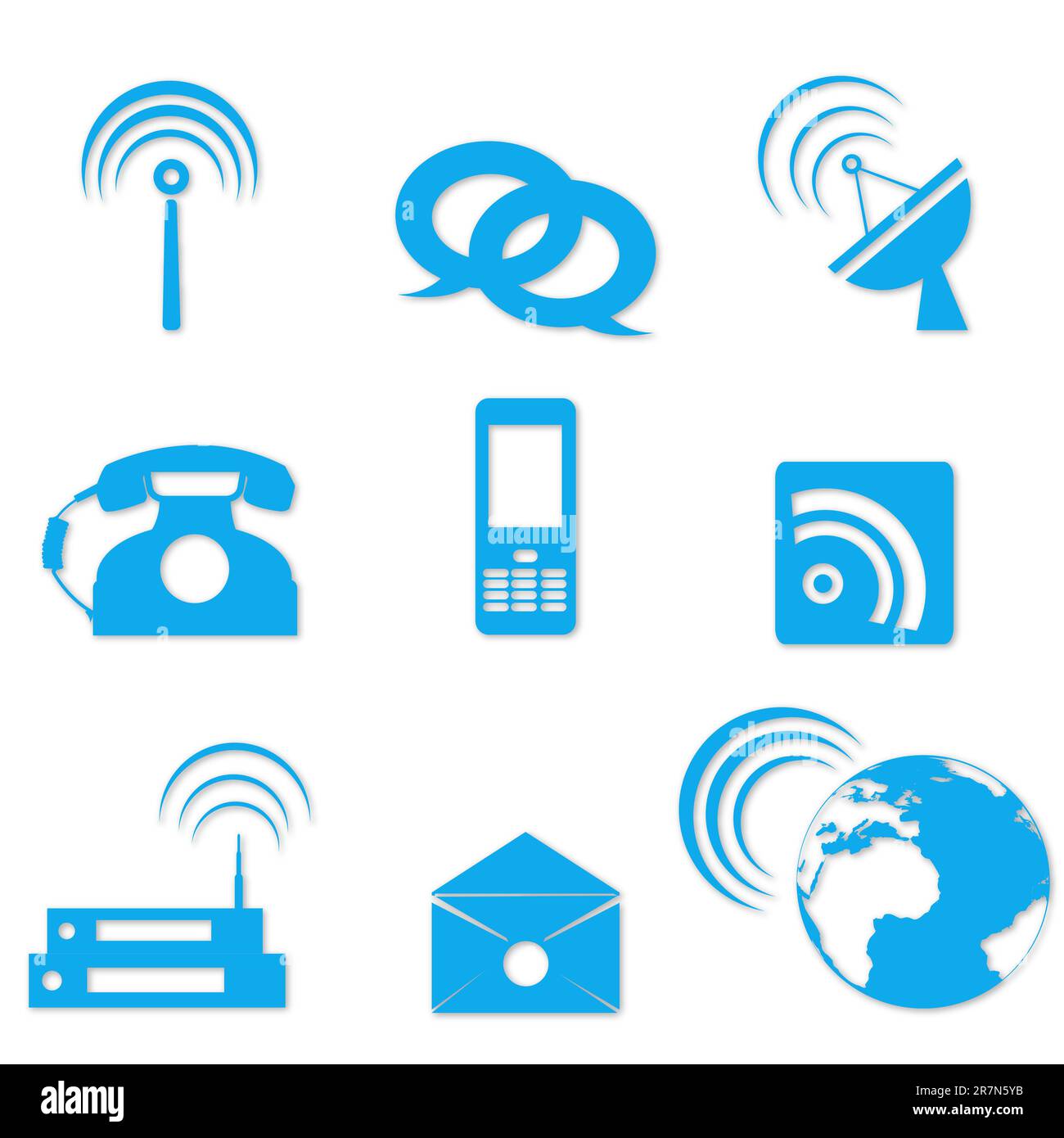 illustration of communication icons on white background Stock Vector ...