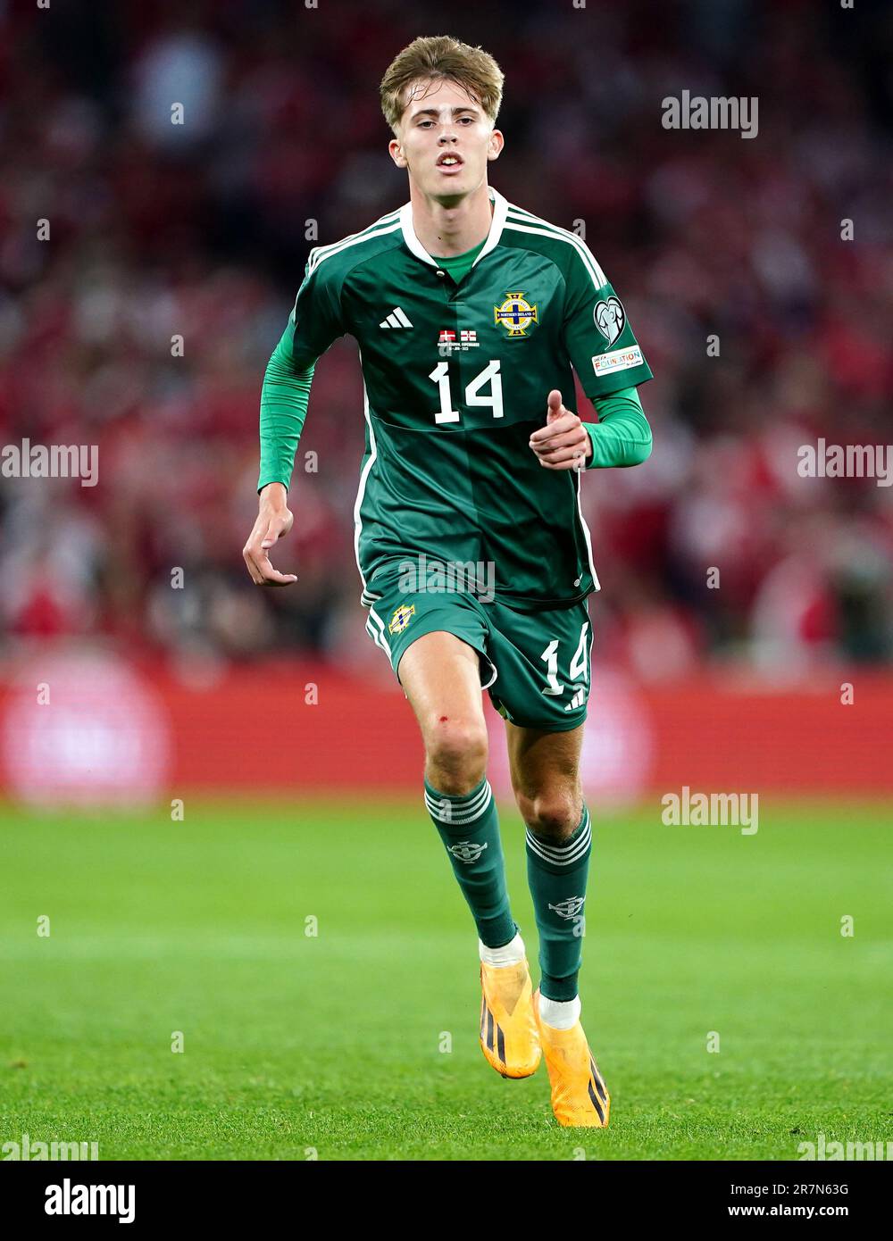 Northern Ireland's Isaac Price in action during the UEFA Euro 2024 ...