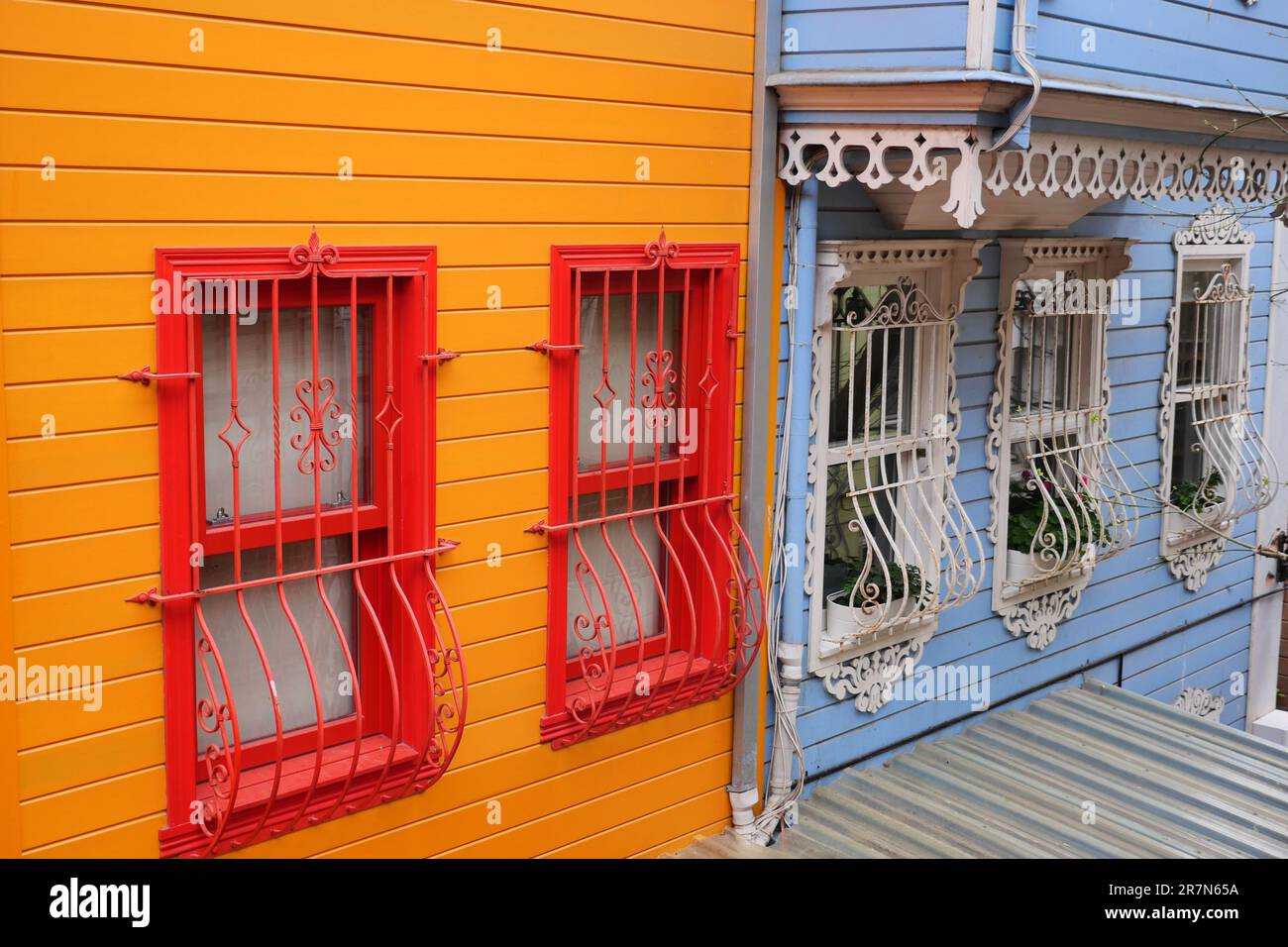 Turkey building exterior. Colorful walls, and windows Stock Photo - Alamy
