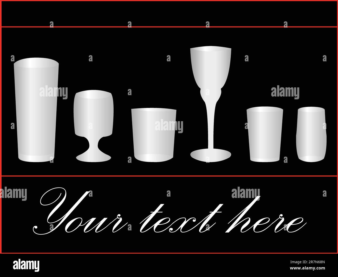 glass collection isolated on black background - vector Stock Vector ...