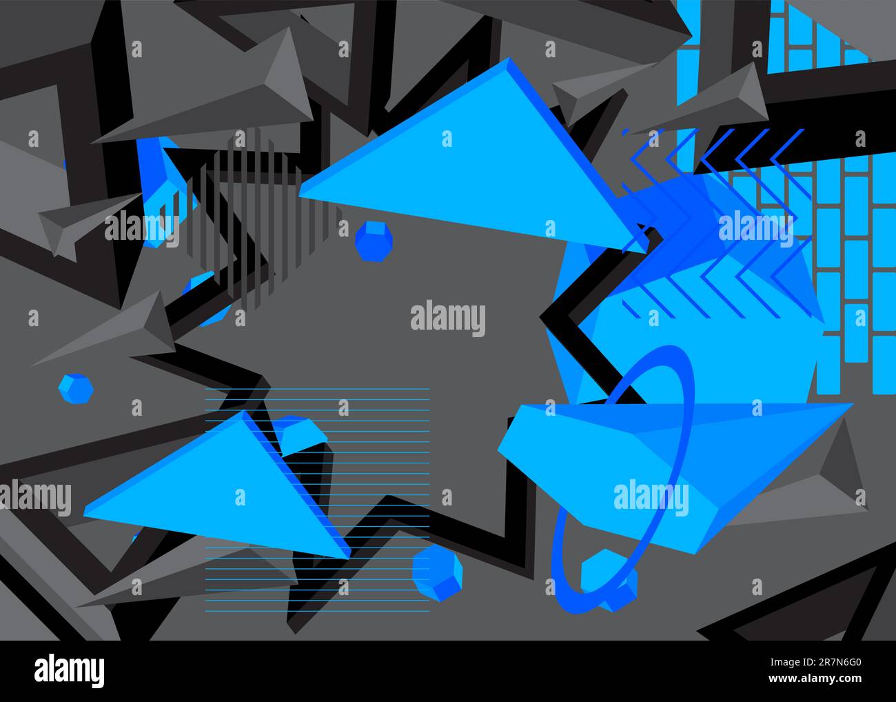 Black and blue minimal geometrical graphic theme. Retro abstract shapes ...