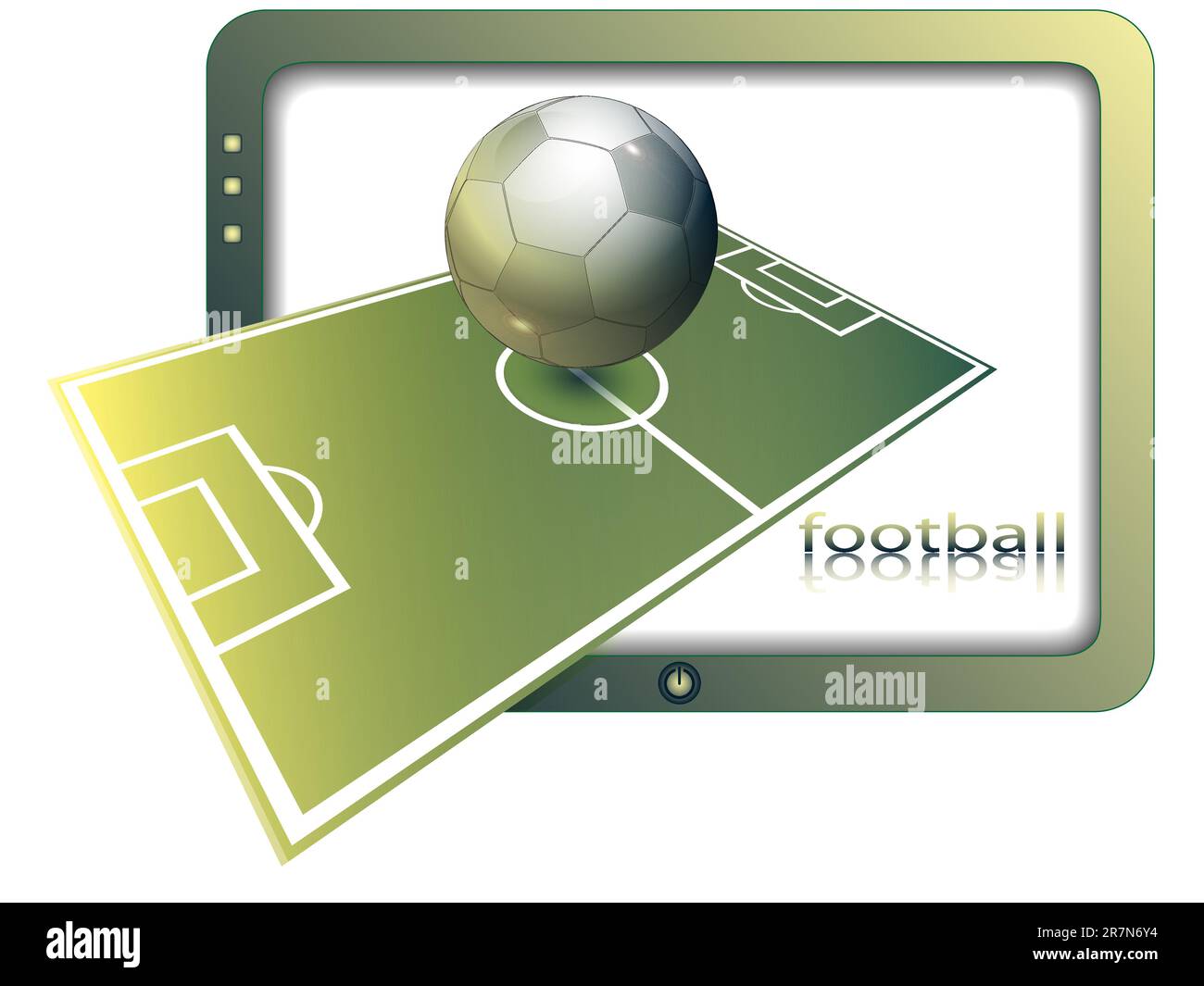 Football ground and ball against the screen of the modern TV Stock ...