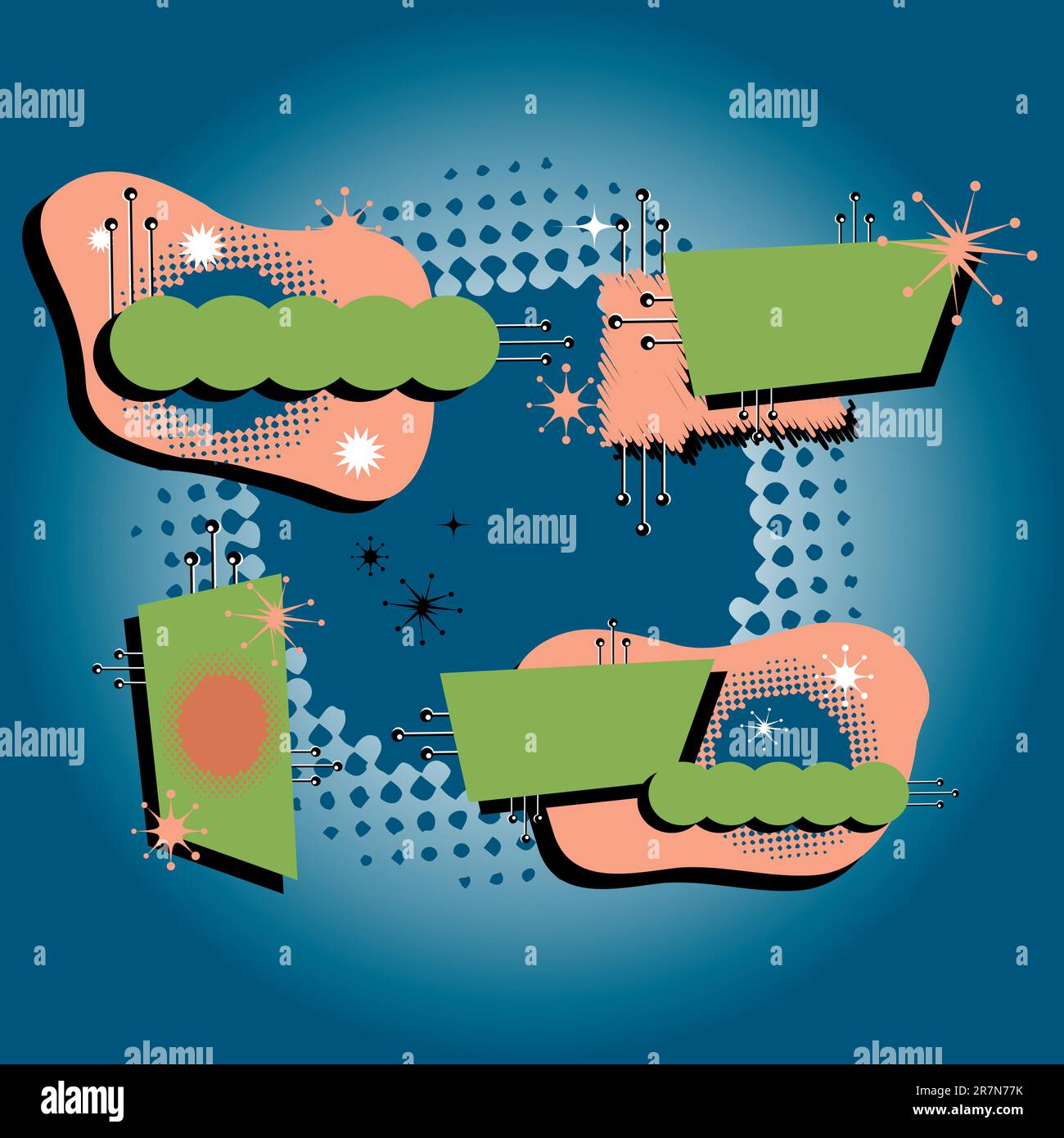 Retro-inspired Halftone Grunge Frames Grungey retro-style frames Easy ...