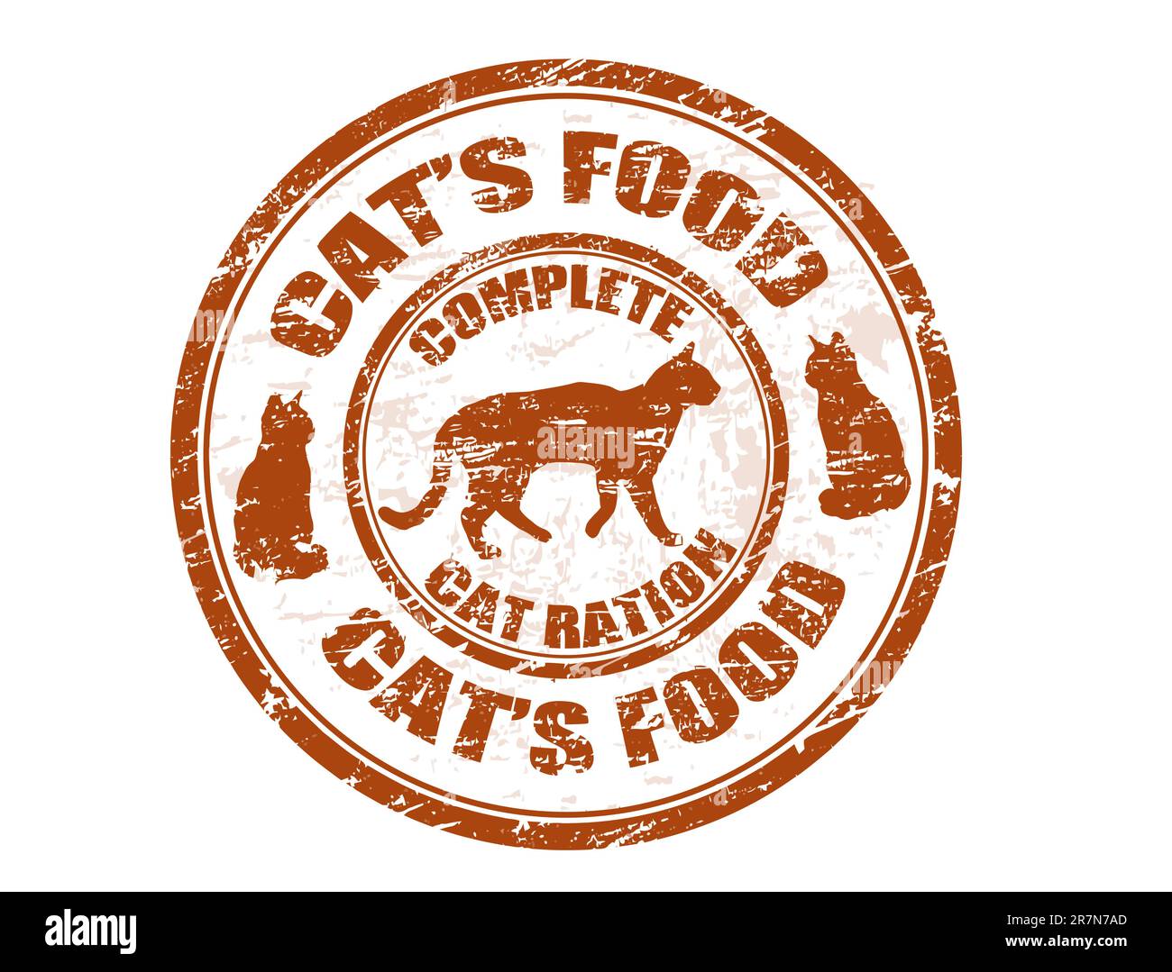 Grunge rubber stamp with the cat shape and the text cat's food written ...