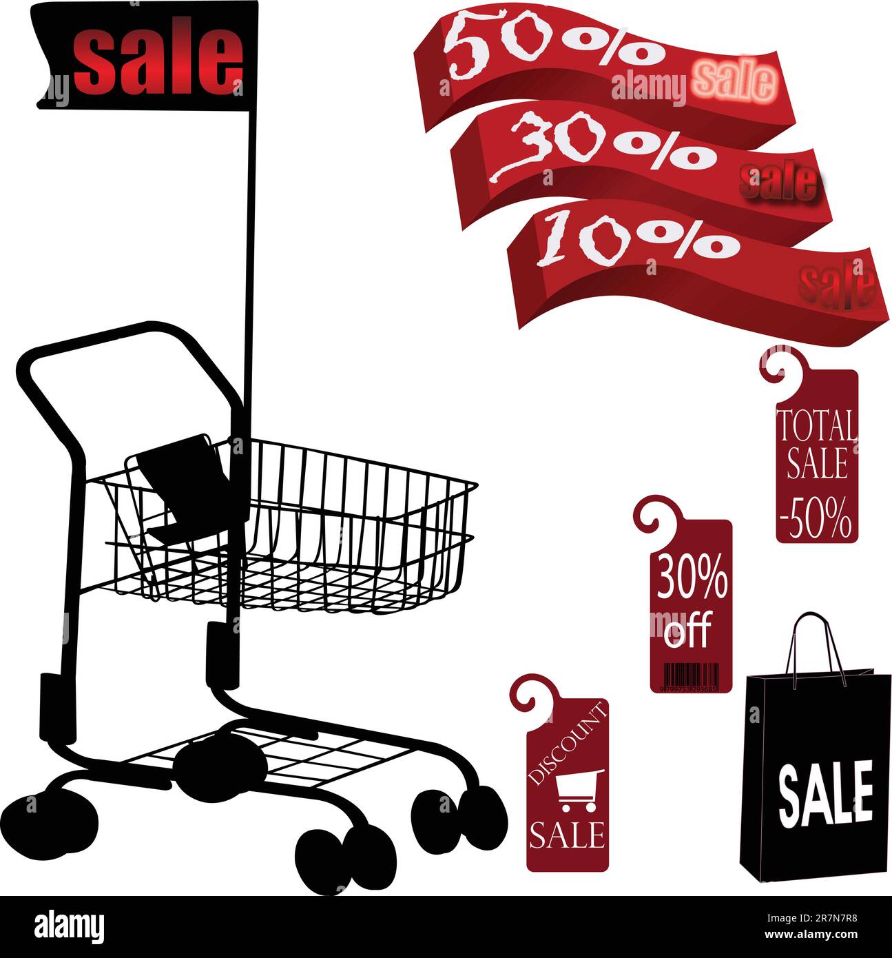 shopping cart with sale label - vector Stock Vector Image & Art - Alamy