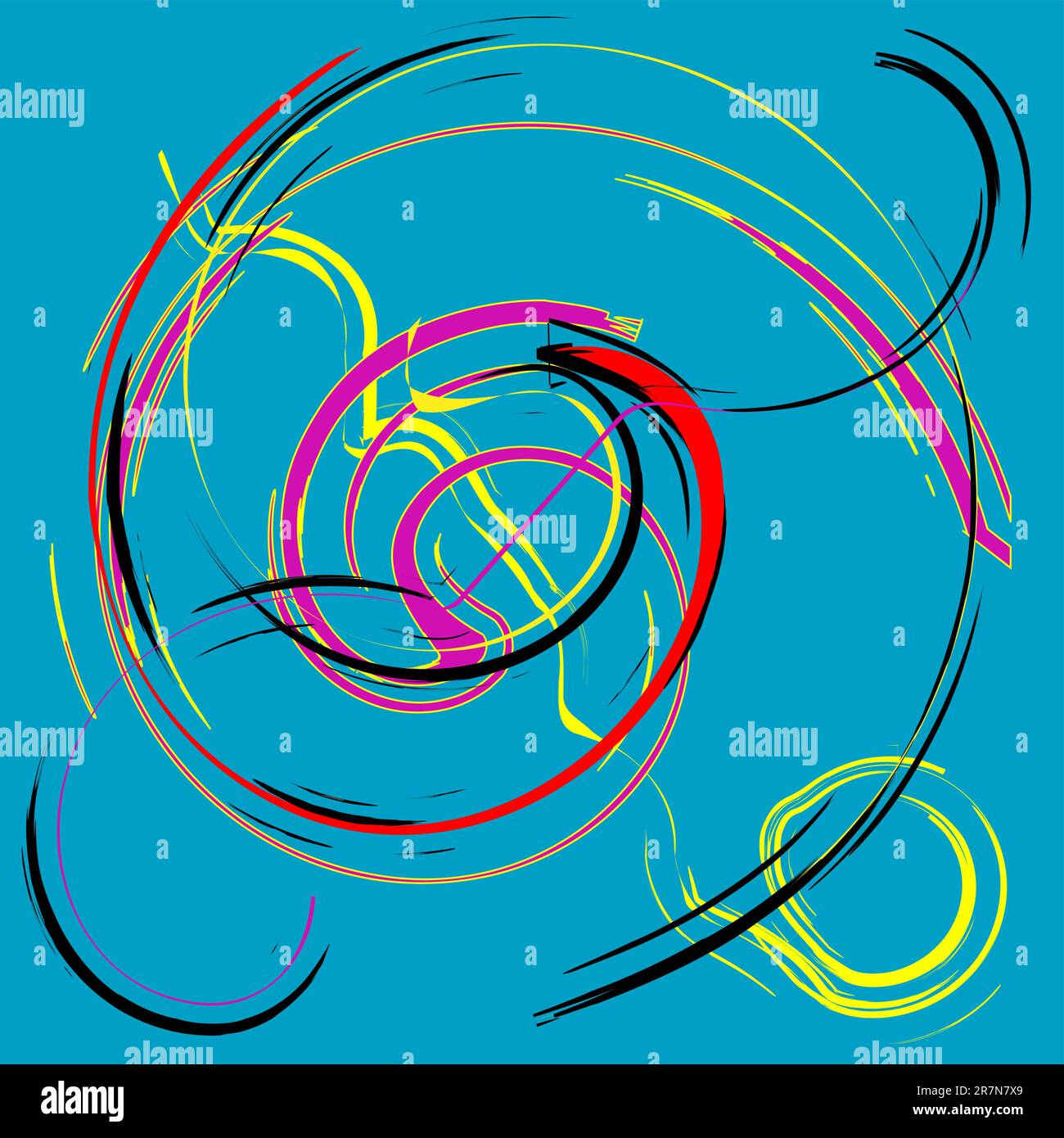 round and colored lines on blue background, vector art illustration ...