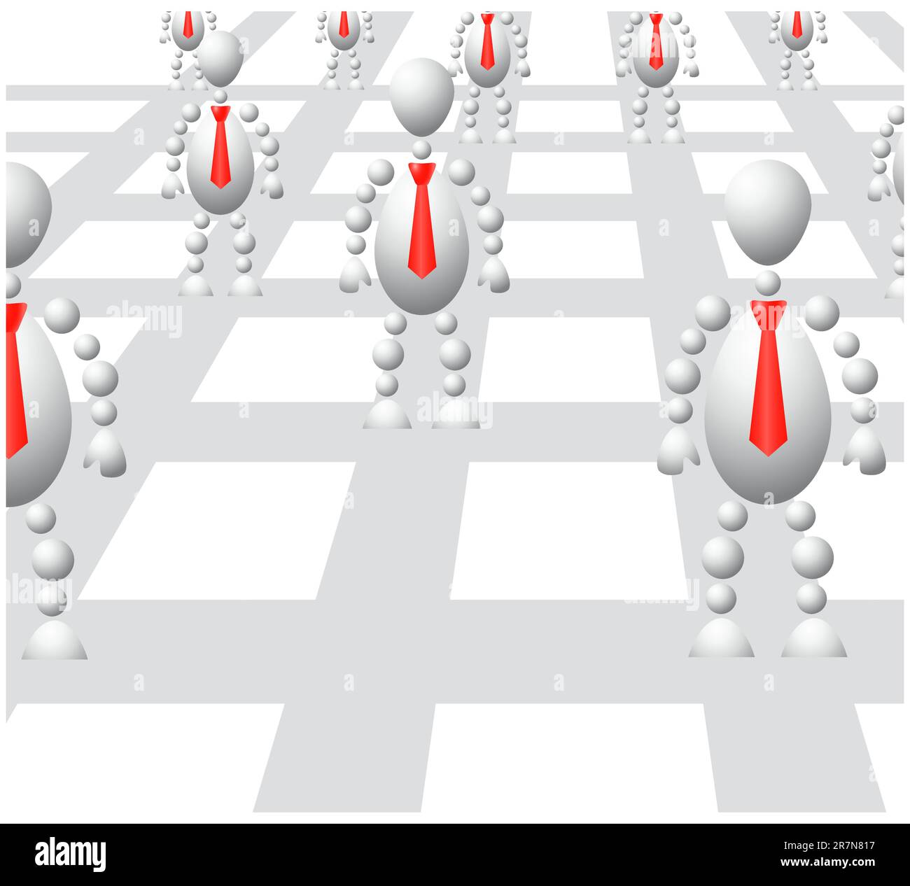 Group of mans in red ties on abstract network. Abstract 3d-human series ...