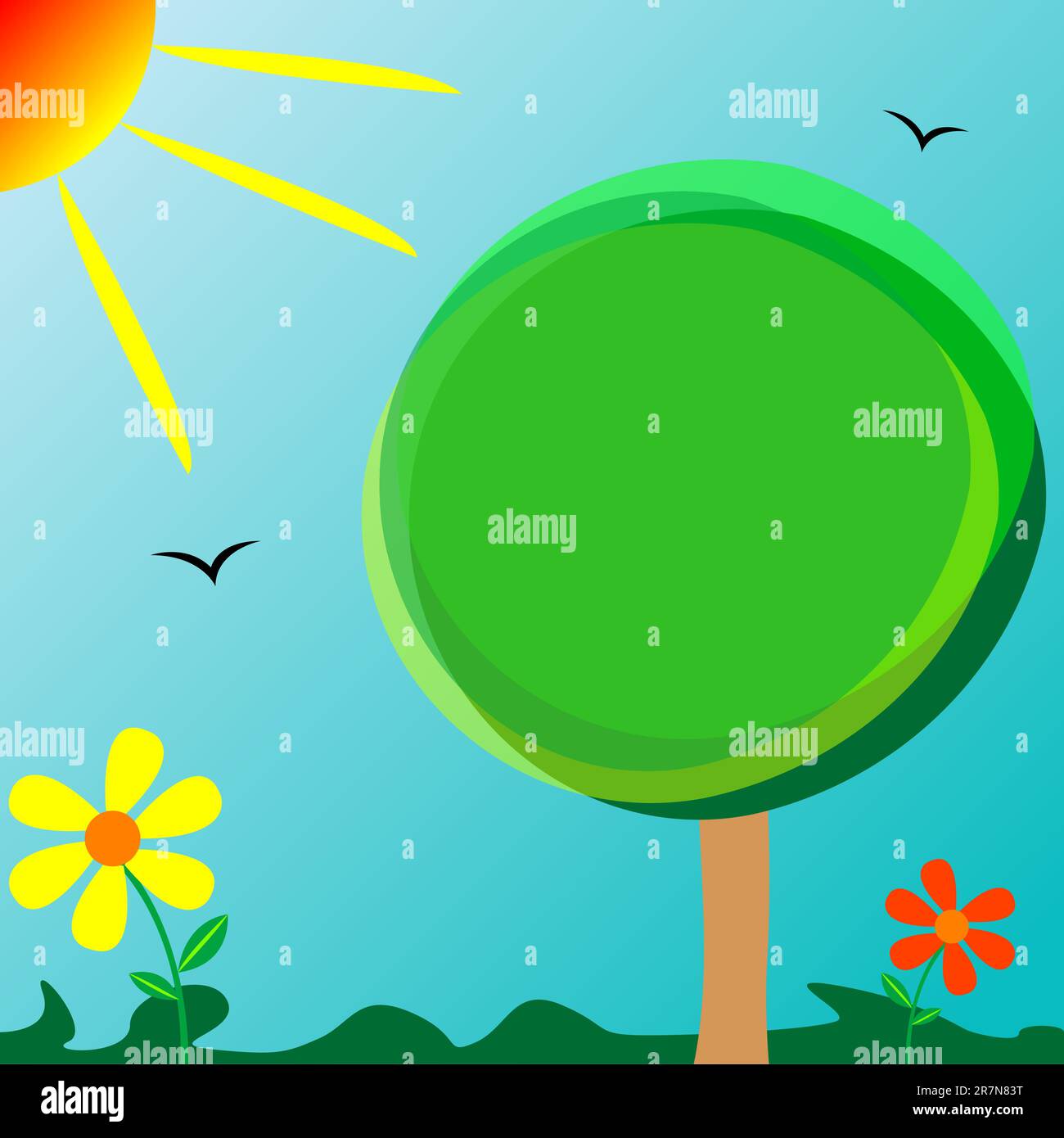 tree landscape, abstract vector art illustration Stock Vector Image ...