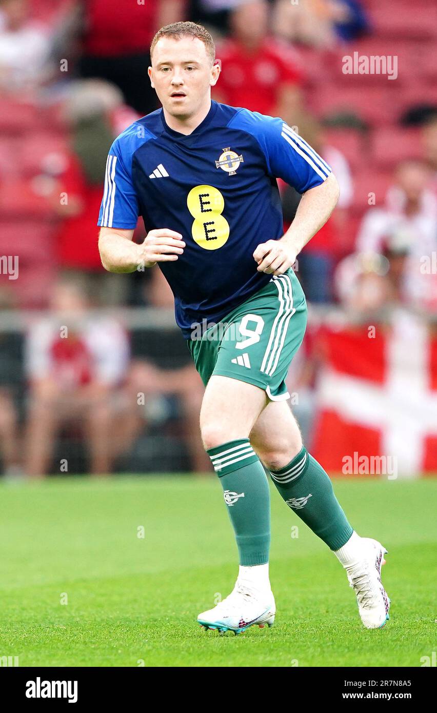 Northern Ireland's Shayne Lavery warming up prior to kick-off before ...