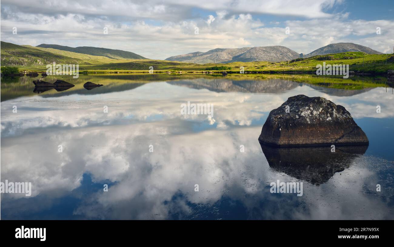Beautiful lakeside landscape scenery of lakes surrounded by mountains ...