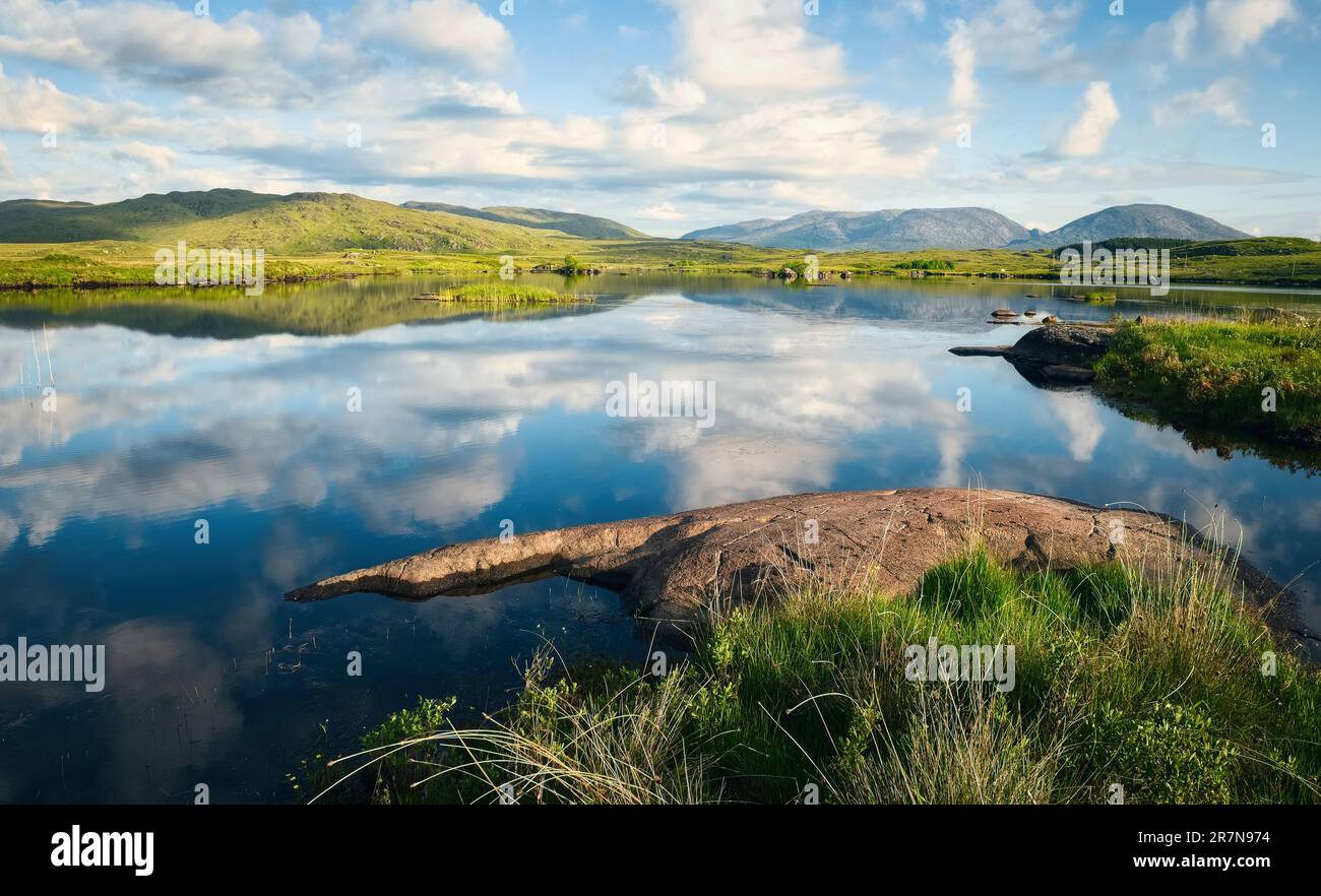 Beautiful lakeside landscape scenery of lakes surrounded by mountains ...