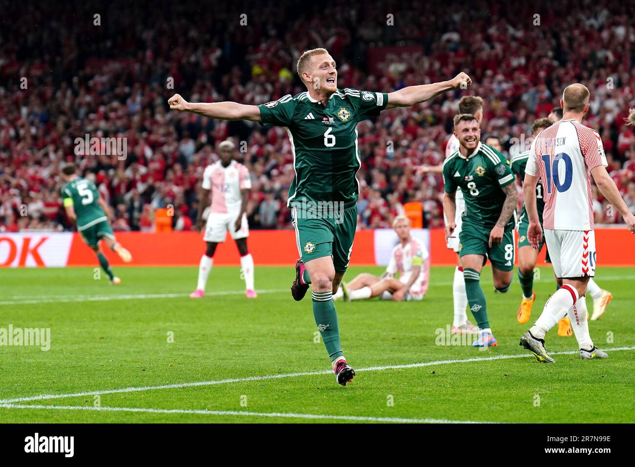 Northern Ireland's George Saville celebrates scoring their side's first ...