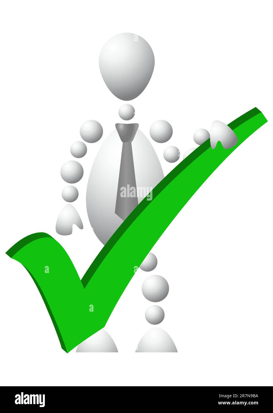 Man with green positive symbol. Abstract 3d-human series from balls ...