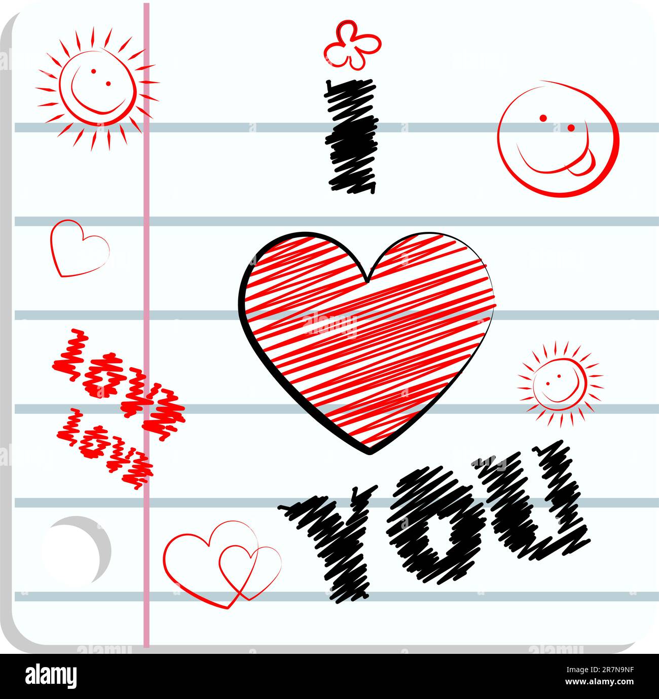 Fake paper love card, congratulations, love emblem. Vector smile icons ...