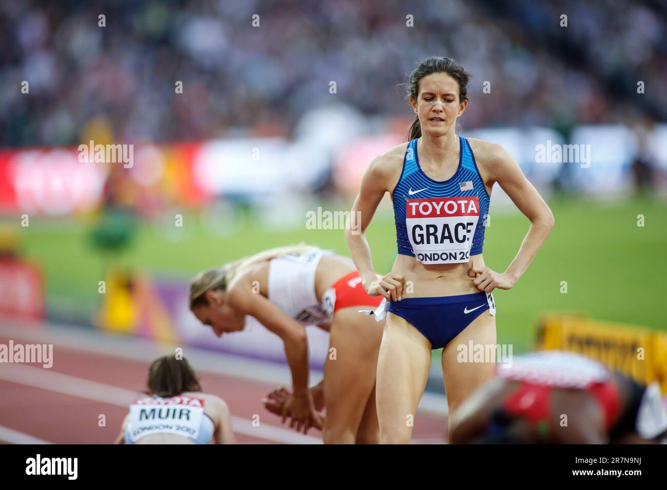 Kate Grace participating in the 1.500 m at the World Athletics ...