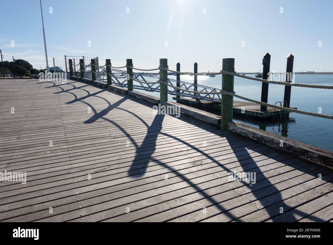 Shadow patterns of rope and post bollards along Tauranga City ...