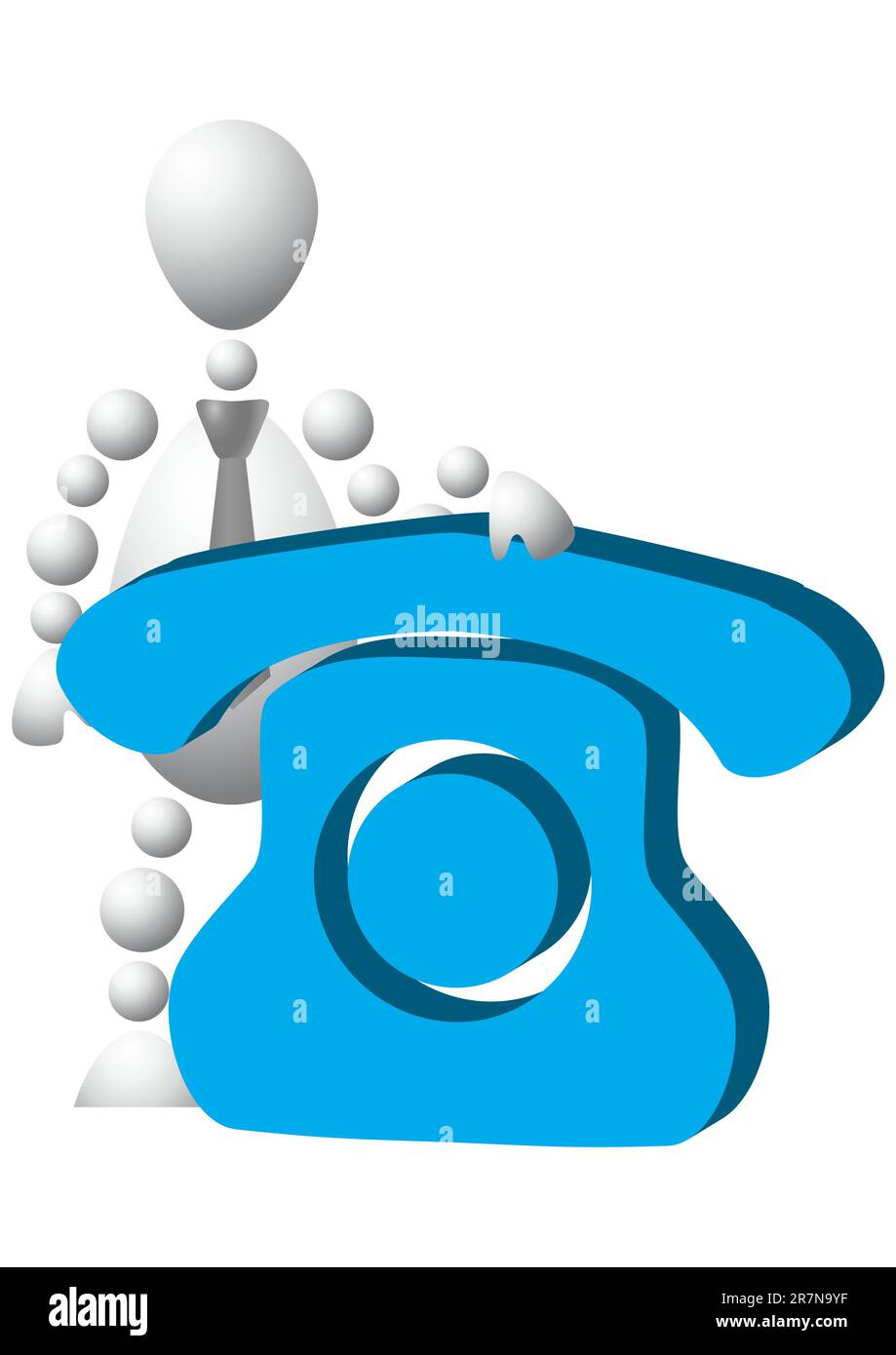 Man With Blue Phone Symbol Abstract 3d Human Series From Balls