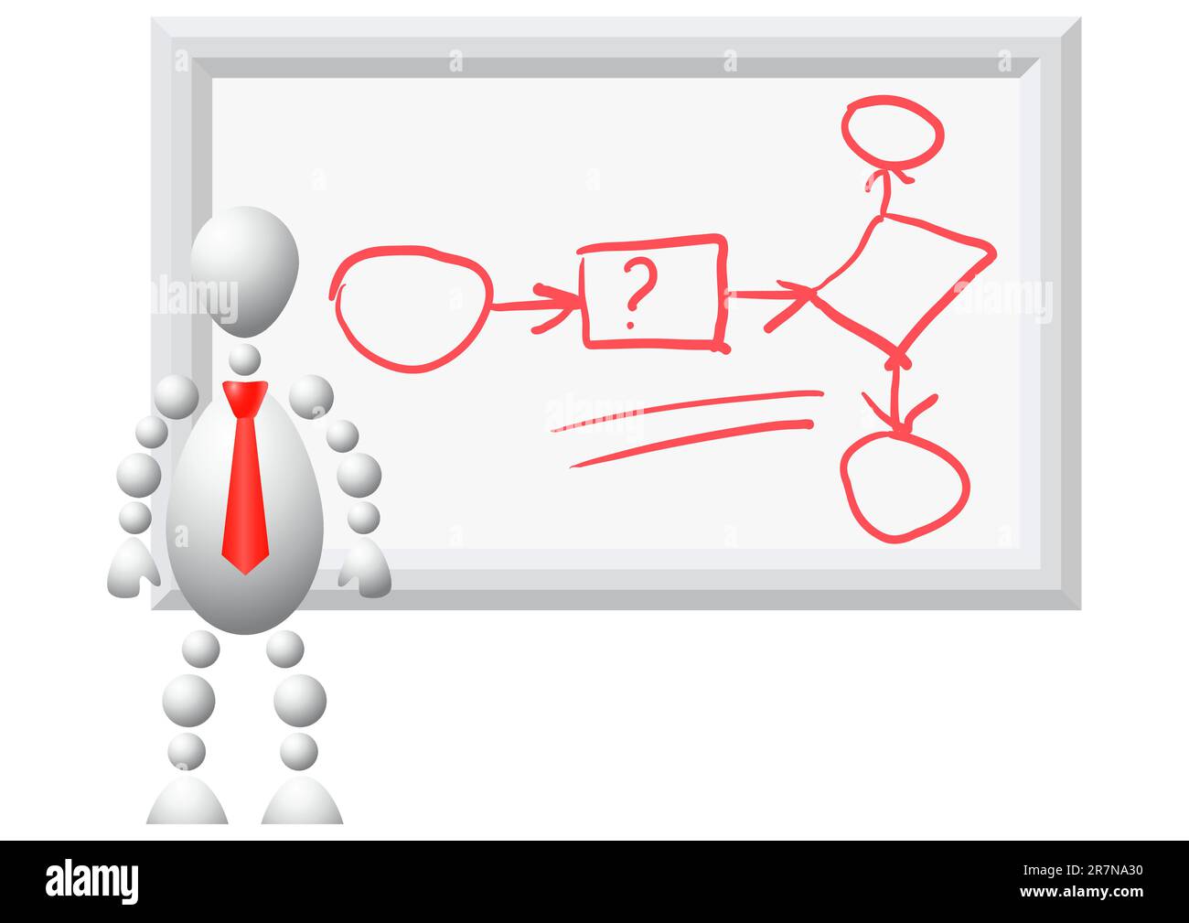 Man Demonstrates The Algorithm Abstract 3d Human Series From Balls Variant Of White Isolated