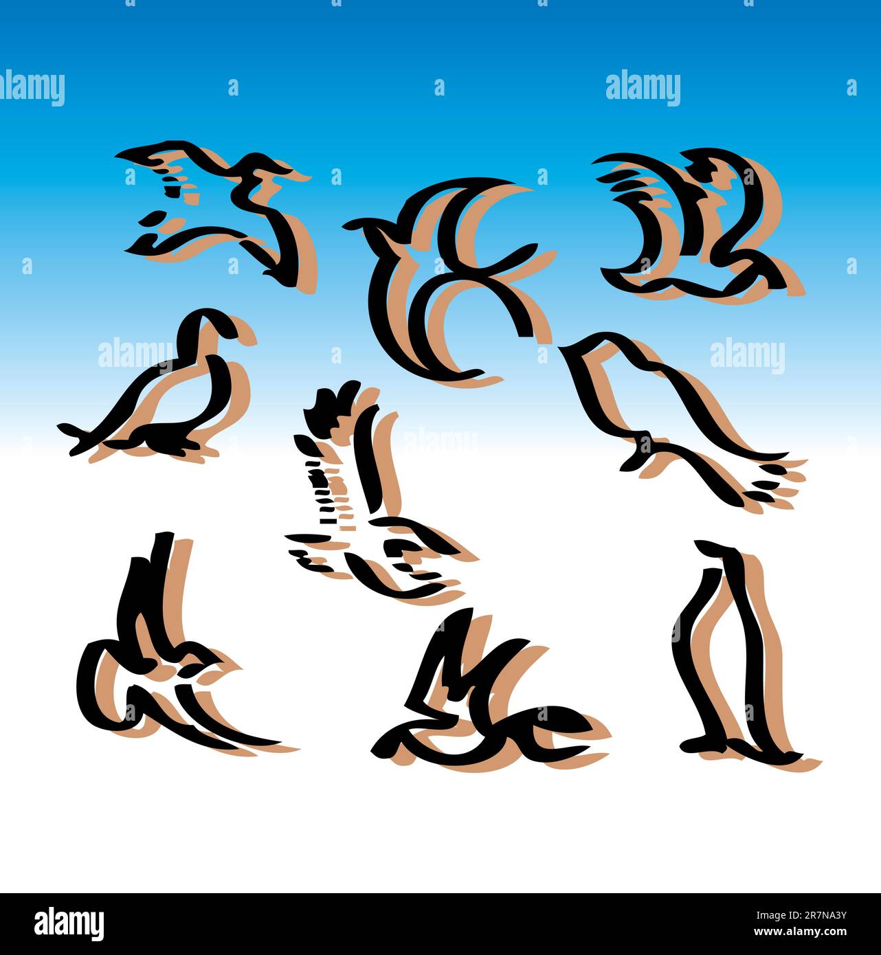 Meat set contour drawing Stock Vector Images - Alamy