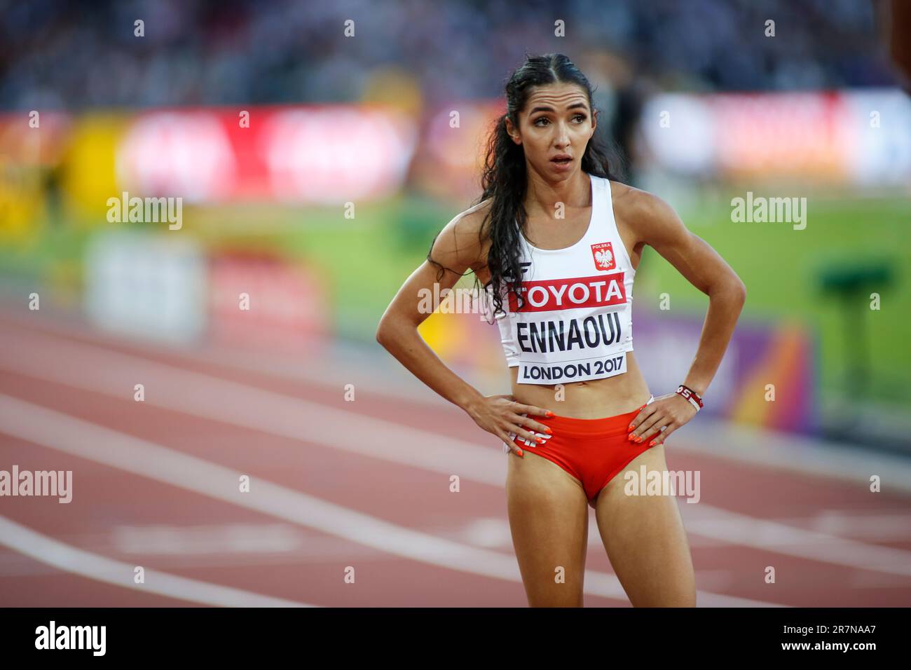 Sofia Ennaoui participating in the 1.500 m at the World Athletics Championships London 2017 ...