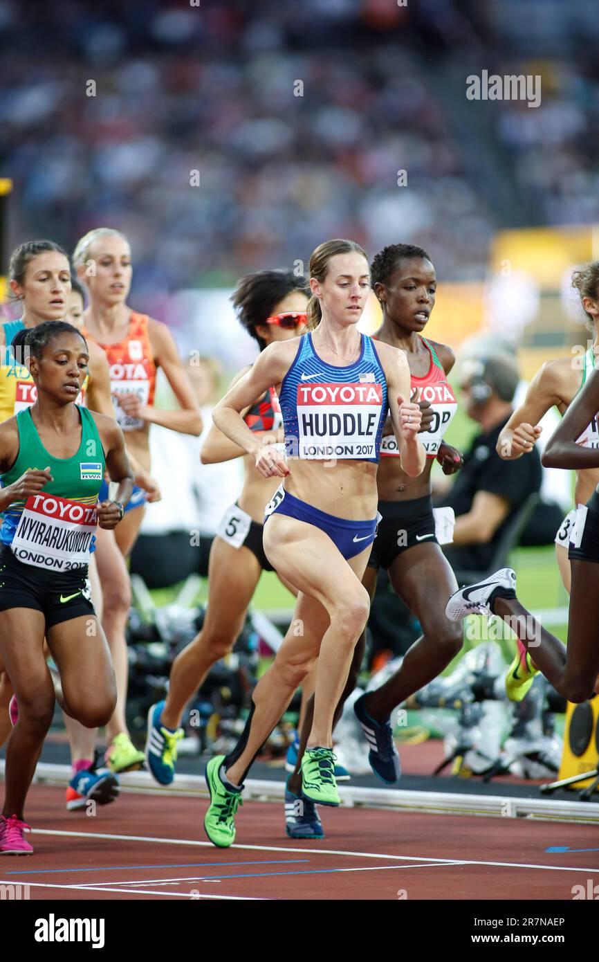 Molly Huddle participating in the 10.000m final at the World Athletics ...