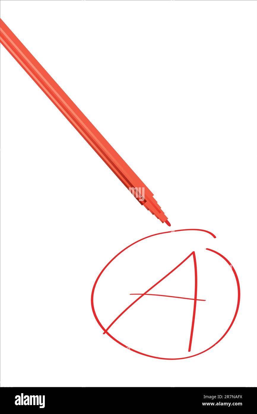Red pen and "A" mark on white background (vector Stock Vector Image ...