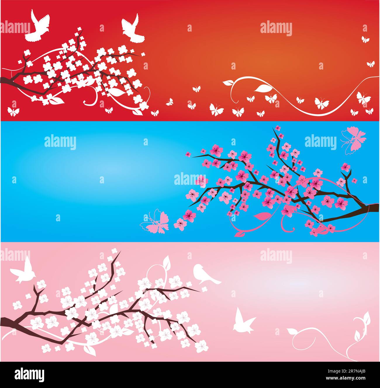vector illustration of three floral banners Stock Vector Image & Art ...