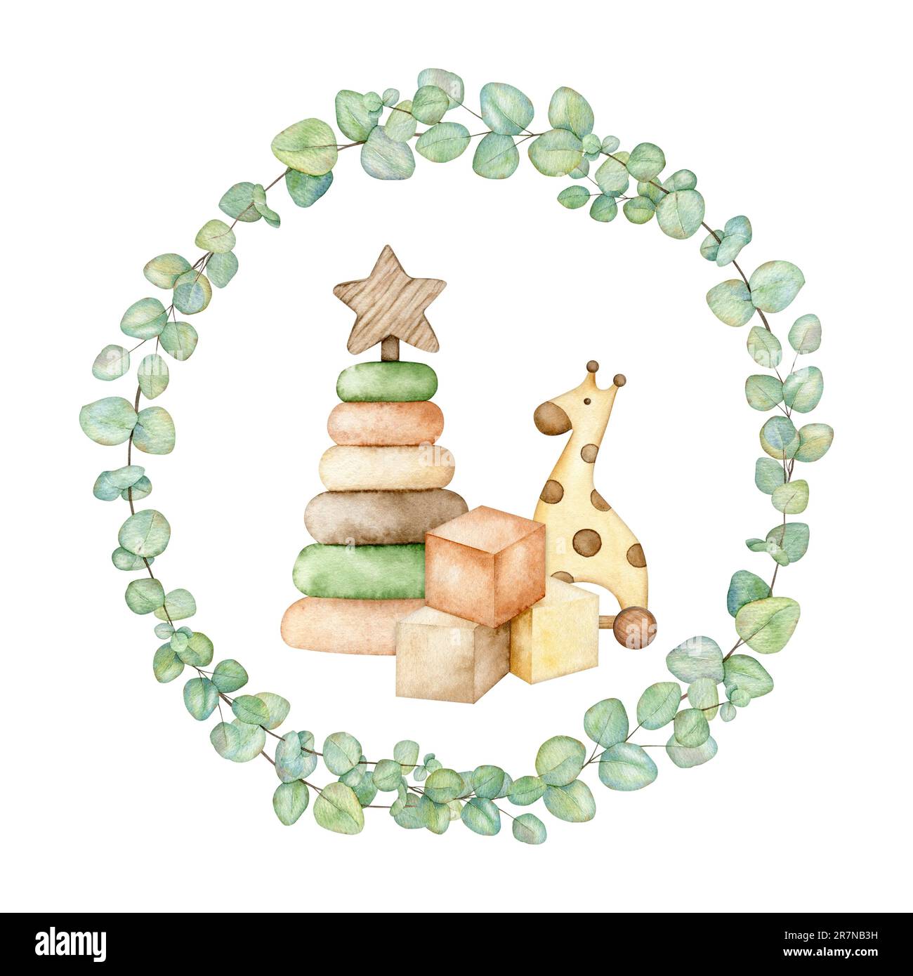 Welcome baby template with pyramid, cubes and giraffe on wheels ...