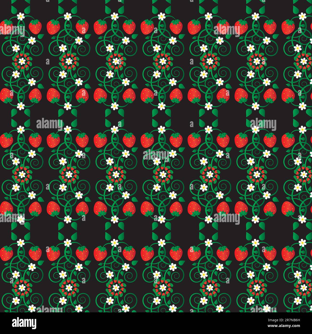 strawberry seamless texture on black background Stock Vector Image ...