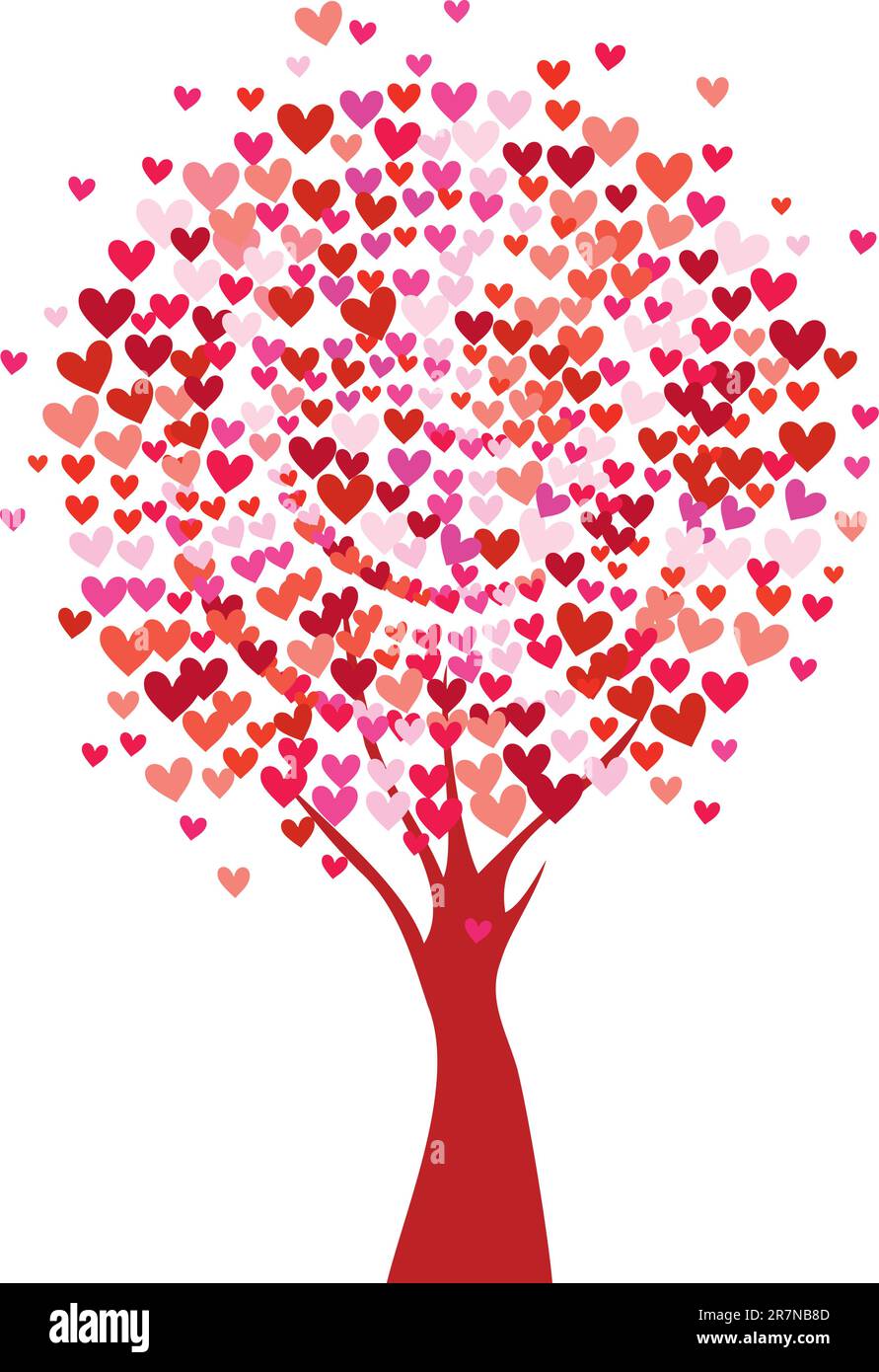 beautiful abstract heart tree on white background Stock Vector Image ...