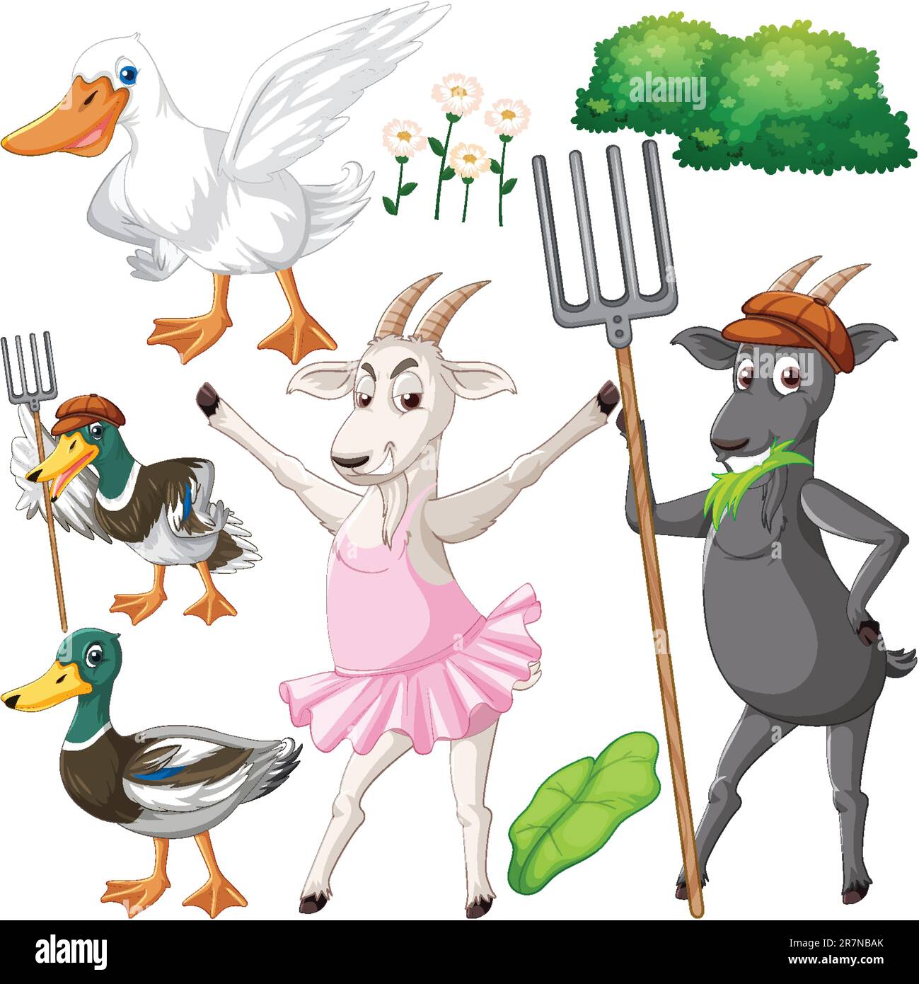 Set of mix animal farm character illustration Stock Vector Image & Art ...