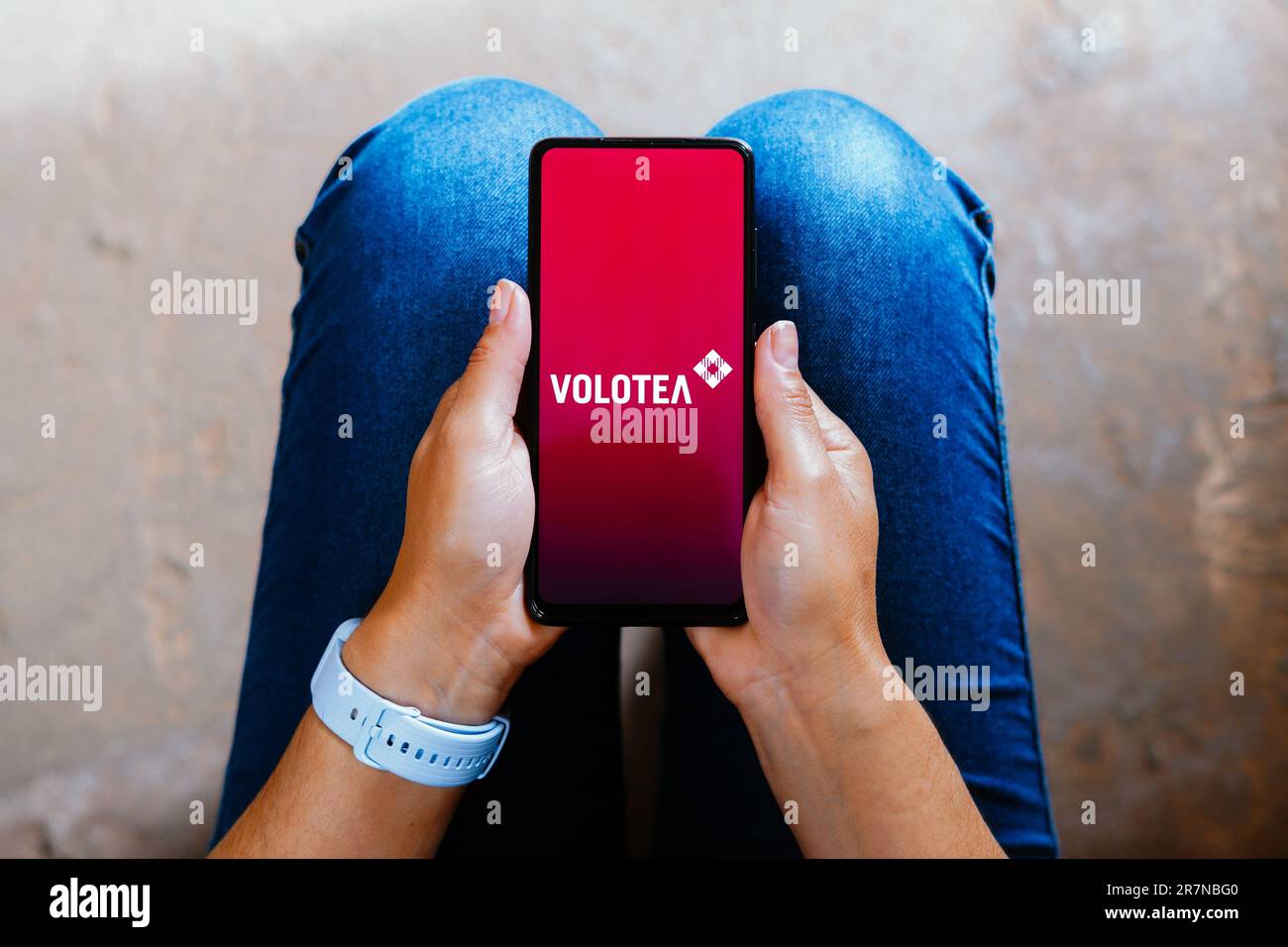 In this photo illustration, the Volotea logo is displayed on a ...